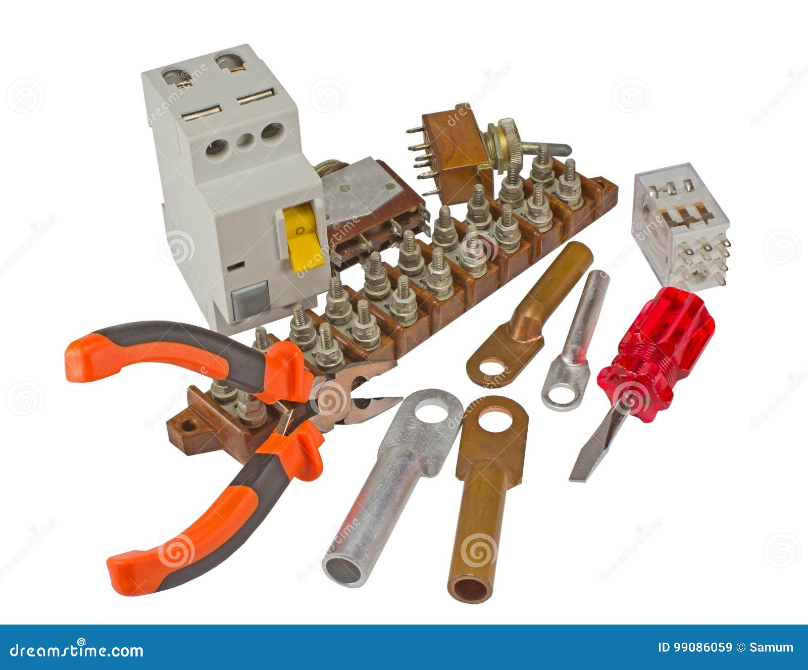 Automatic Circuit Breaker and Tools Stock Image - Image of plastic ...