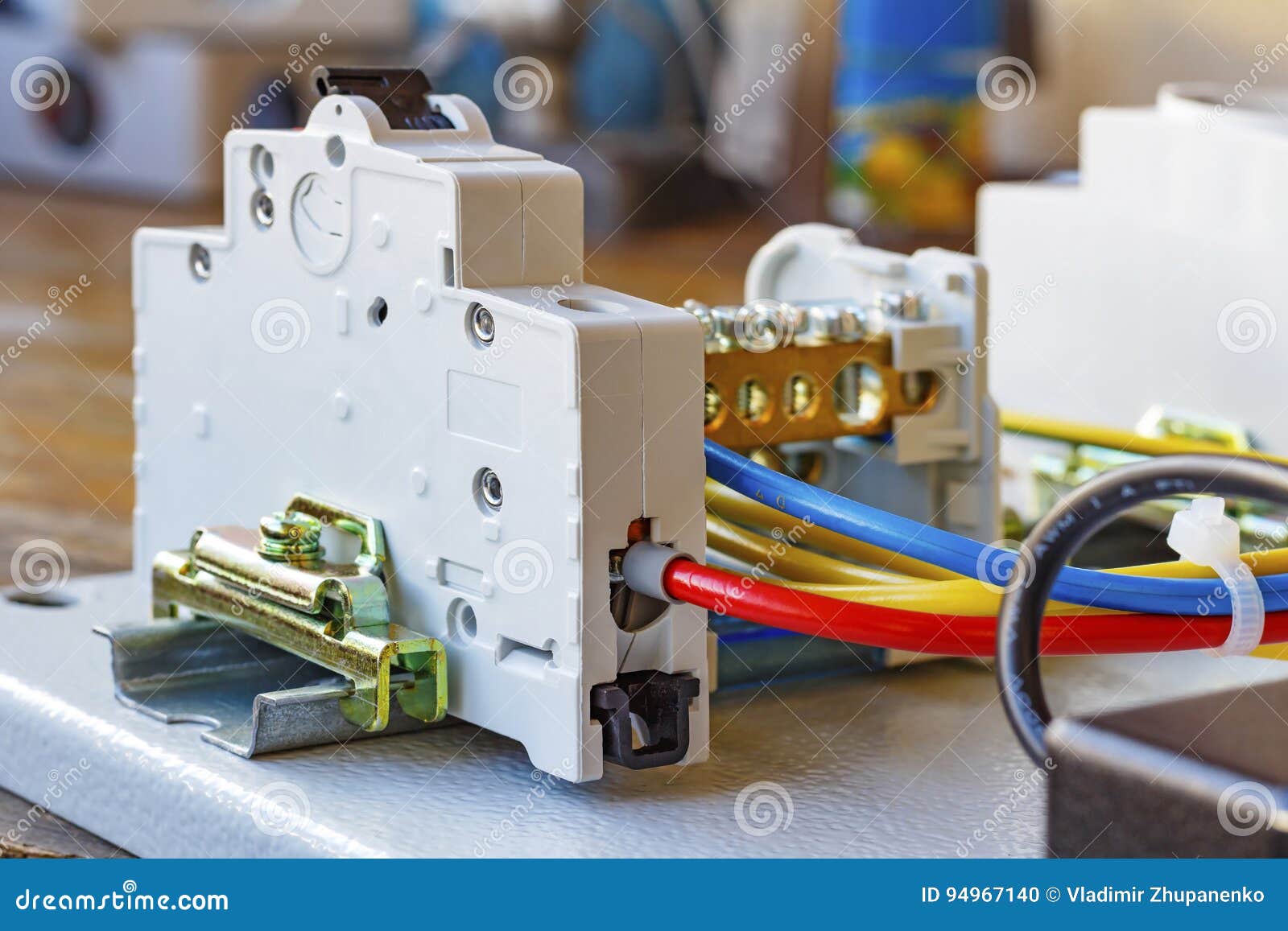 Automatic Circuit Breaker Installed on a DIN-rail Stock Photo - Image ... Automatic Circuit Breaker Installed on a DIN-rail Stock Photo - Image ...