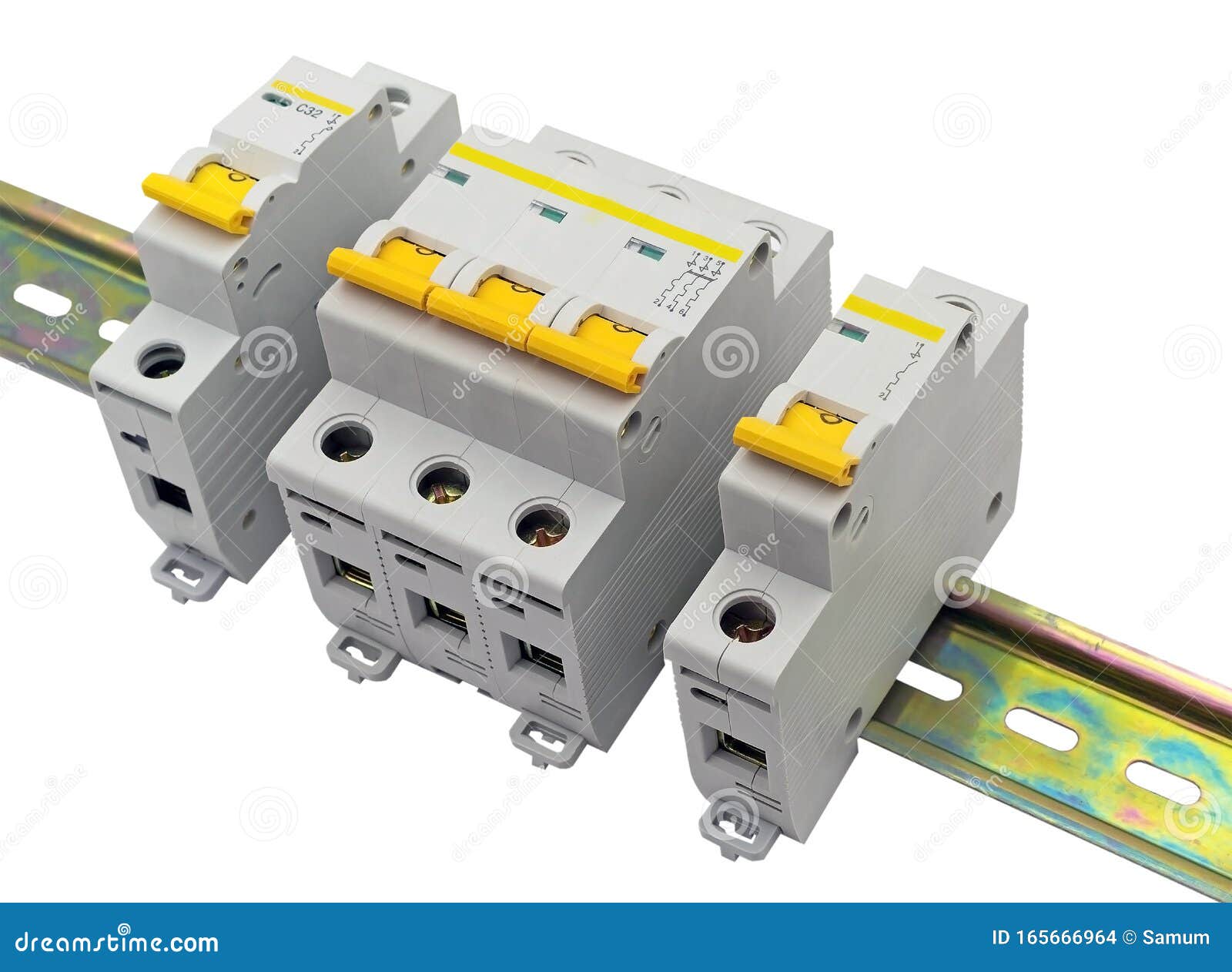 Automatic Circuit Breaker Isolated on a White Stock Photo - Image of ...