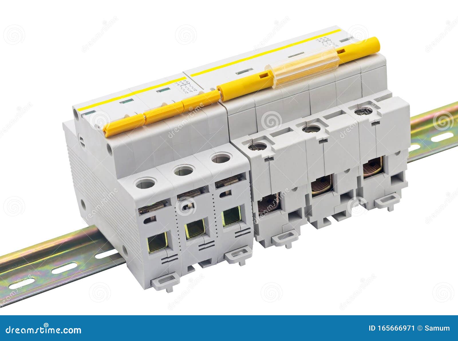 Automatic Circuit Breaker Isolated on a White Stock Image - Image of ...