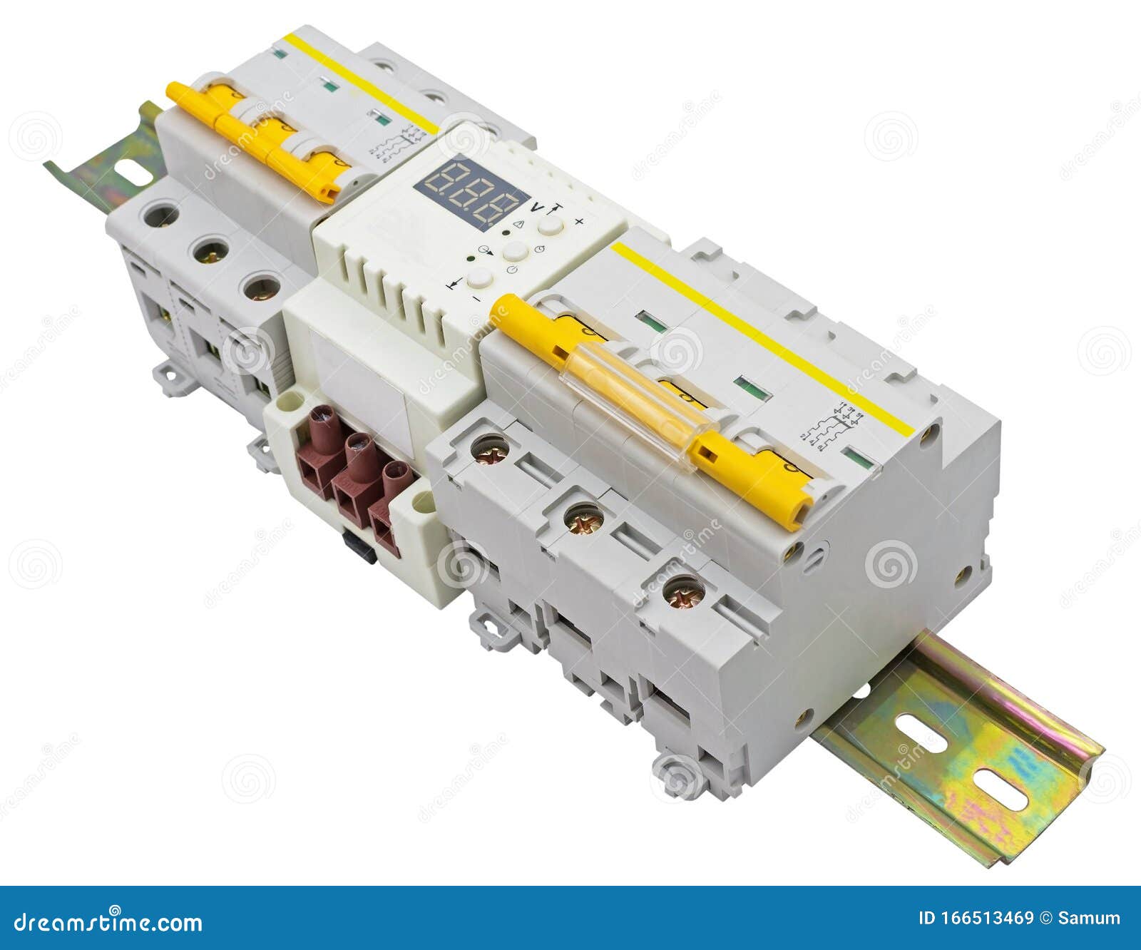 Automatic Circuit Breaker Isolated on a White Stock Image - Image of ...