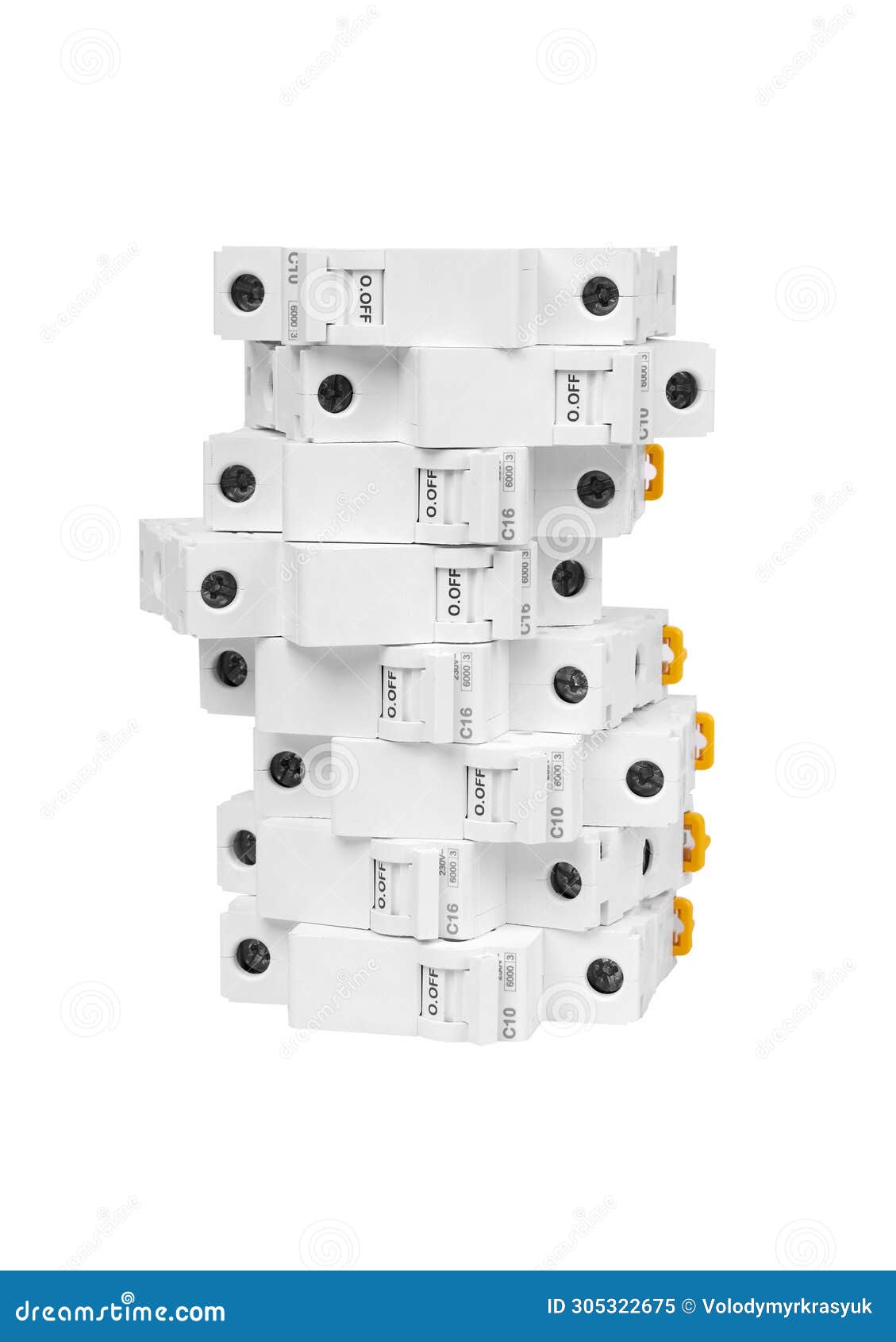 Automatic Circuit Breaker, Isolated on a White Background Stock Image ...
