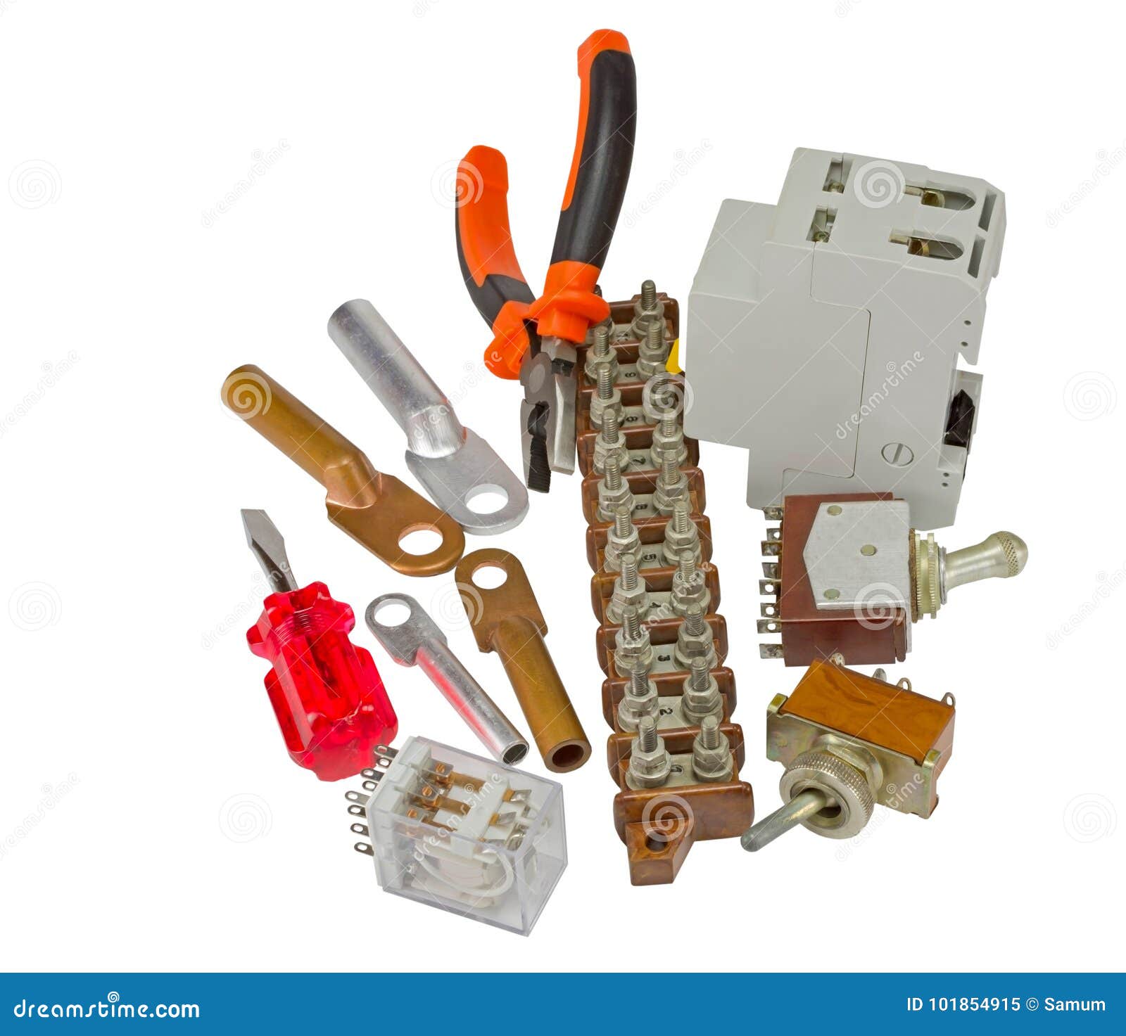 Automatic Circuit Breaker And Tools Stock Image - Image of electric ...