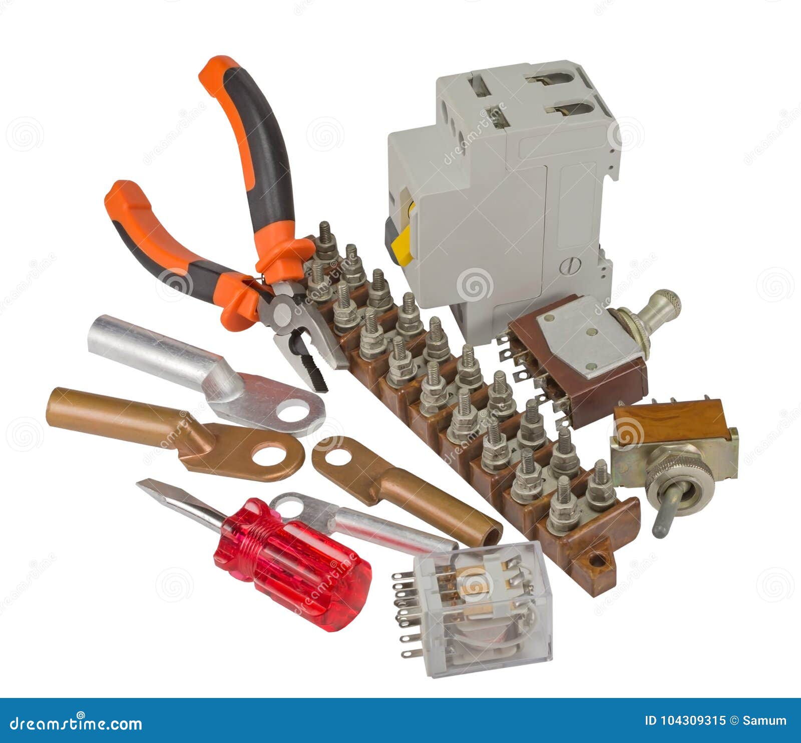Automatic Circuit Breaker And Tools Stock Image - Image of voltage ...
