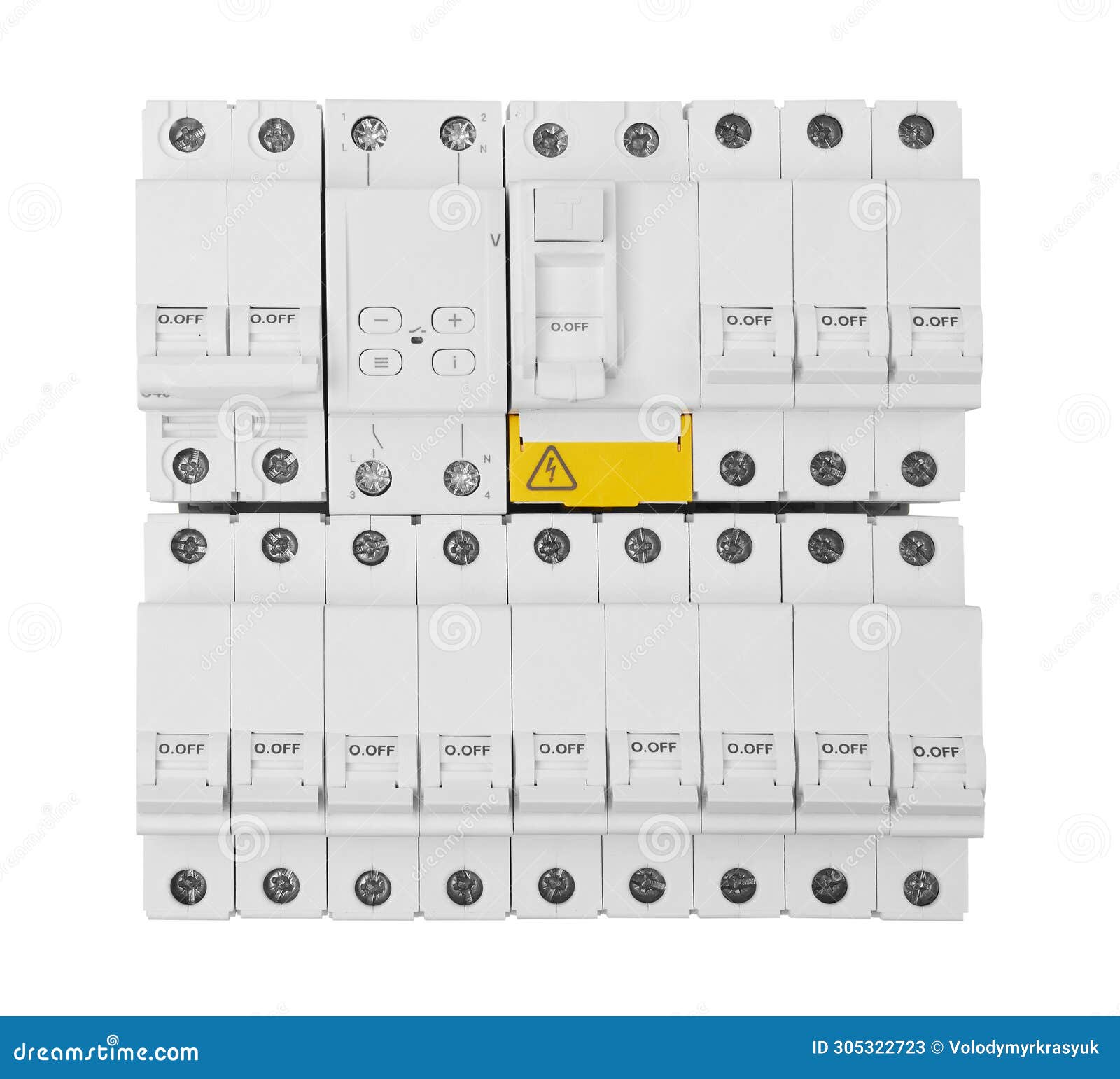 Automatic Circuit Breakers, Isolated on a White Background Stock Image ...