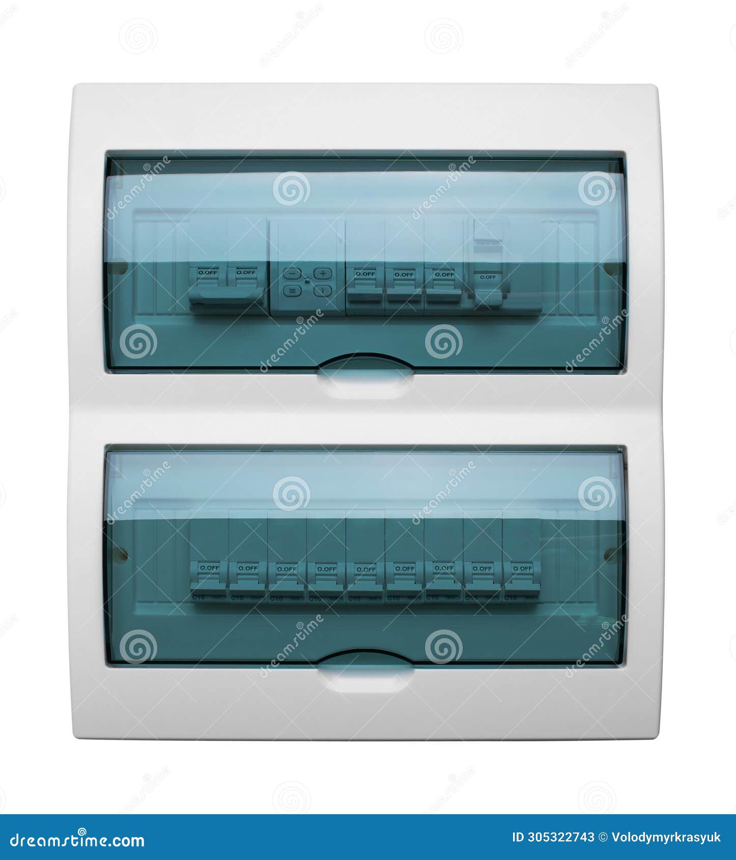 Automatic Circuit Breakers, Isolated on a White Background Stock Image ...