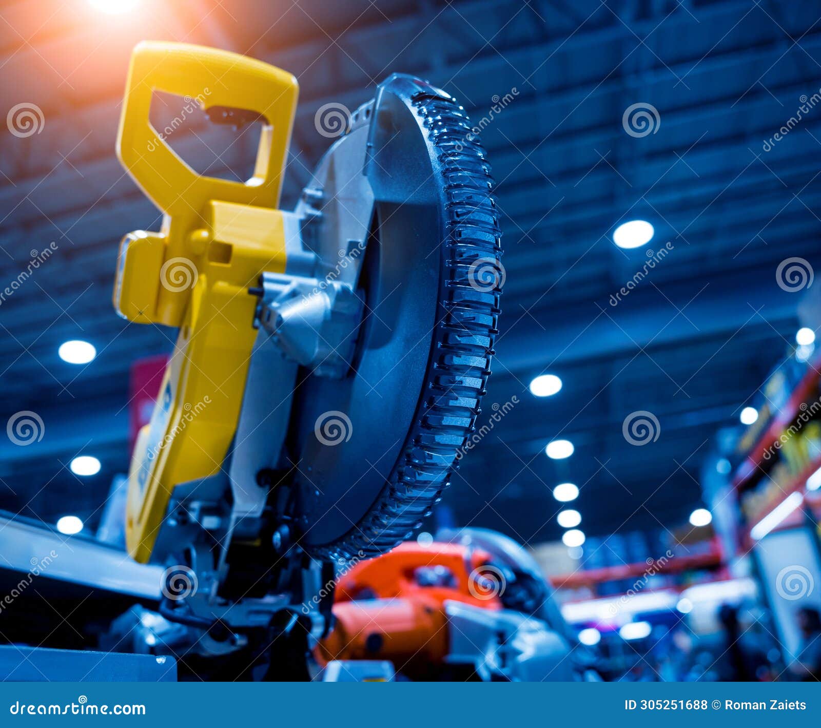 Automatic Circular Saw for Cutting Wood at the Showroom Stock Photo ...