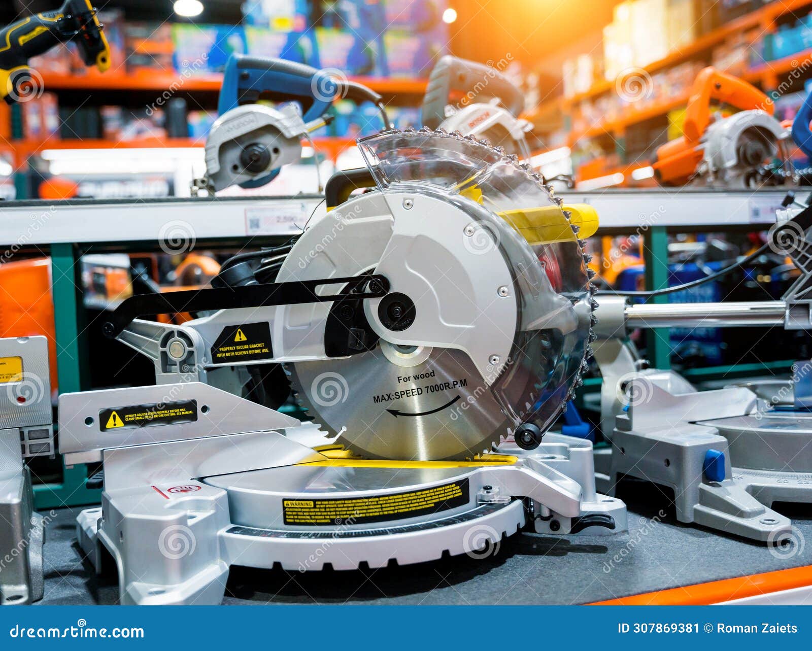 Automatic Circular Saw for Cutting Wood at the Showroom Stock Image ...