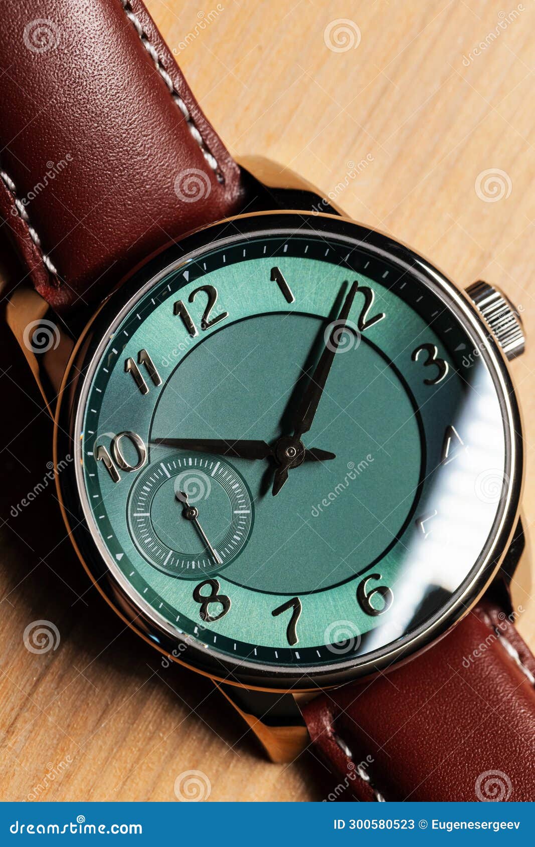 Automatic Classic Mechanical Wrist Watch with Green Clock Face Stock ...