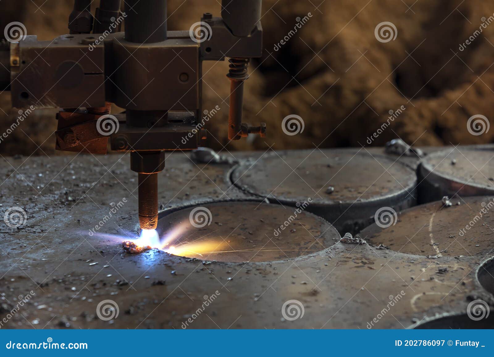 Automatic Cnc Plasma Cutting with Computer. an Electrical Arc is Then ...