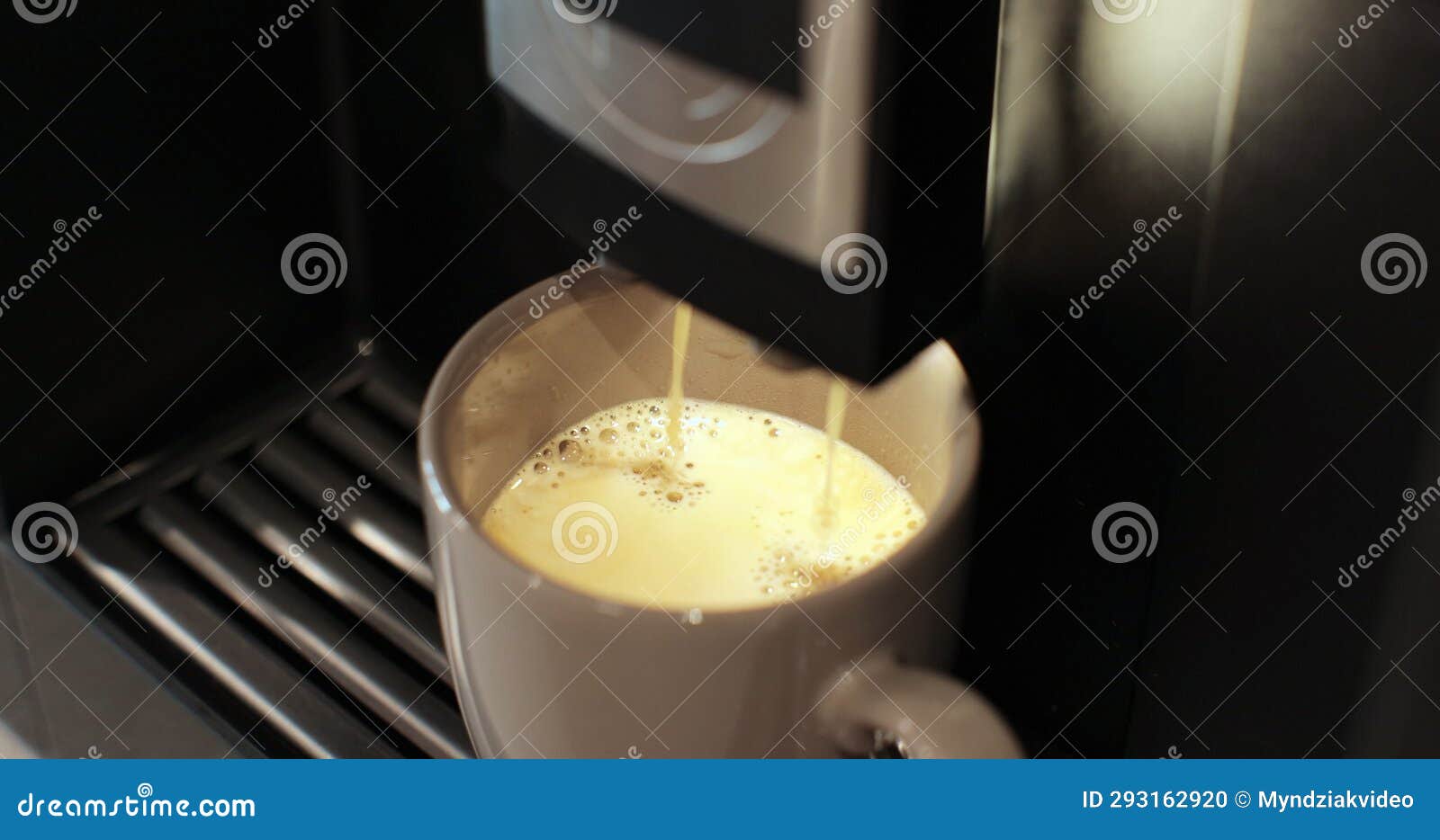 Automatic Coffee Machine Filling a Cup with Coffee. Beverage Drink for ...