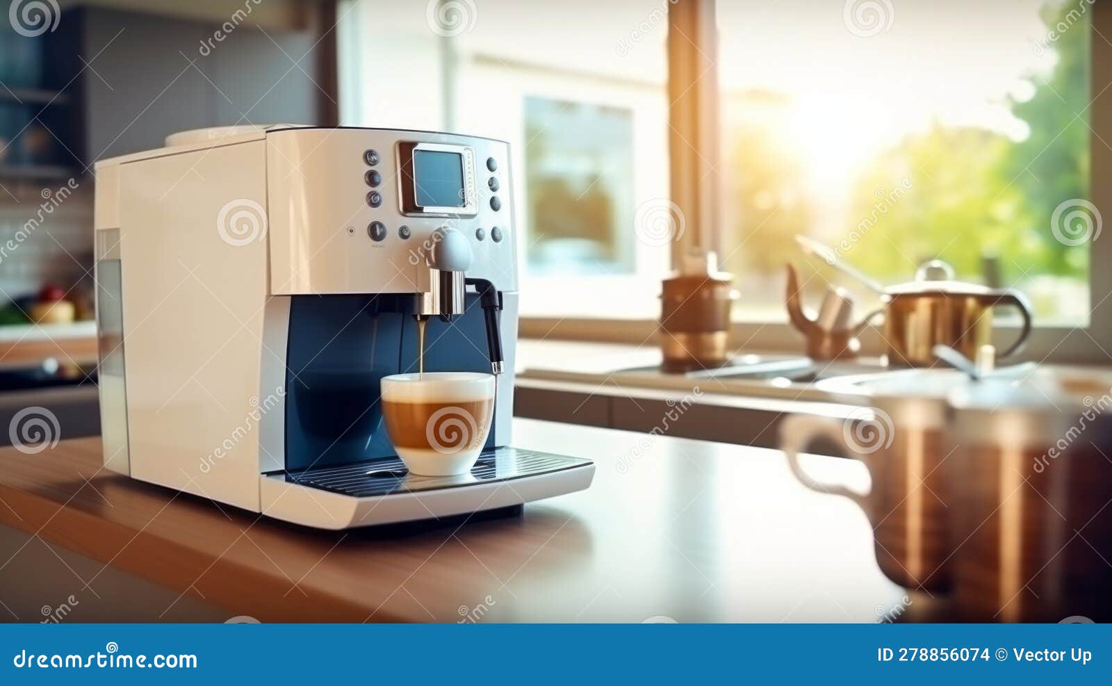 Automatic Coffee Machine in Kitchen. Generative AI Stock Illustration ...