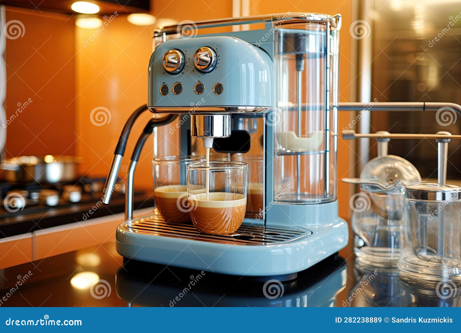 Automatic Coffee Machine in Kitchen. Generative AI Stock Image - Image ...