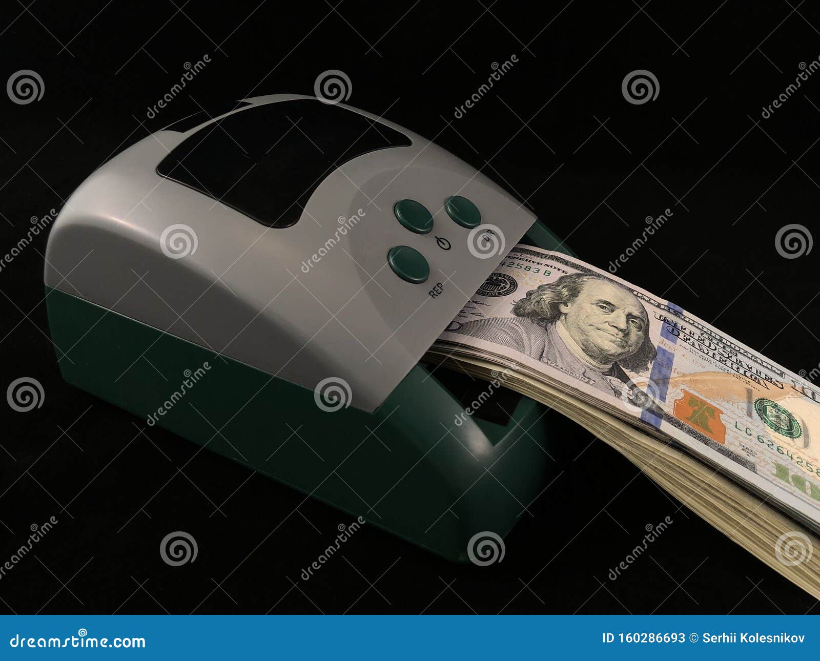 Automatic Detector for Checking Banknotes. Dollars are Checked through ...