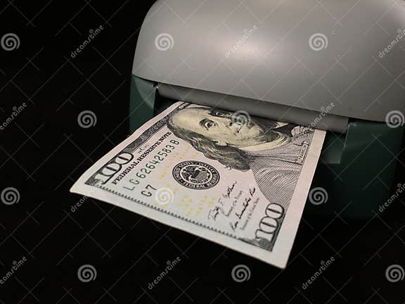 Automatic Detector for Checking Banknotes. Dollars are Checked through ...