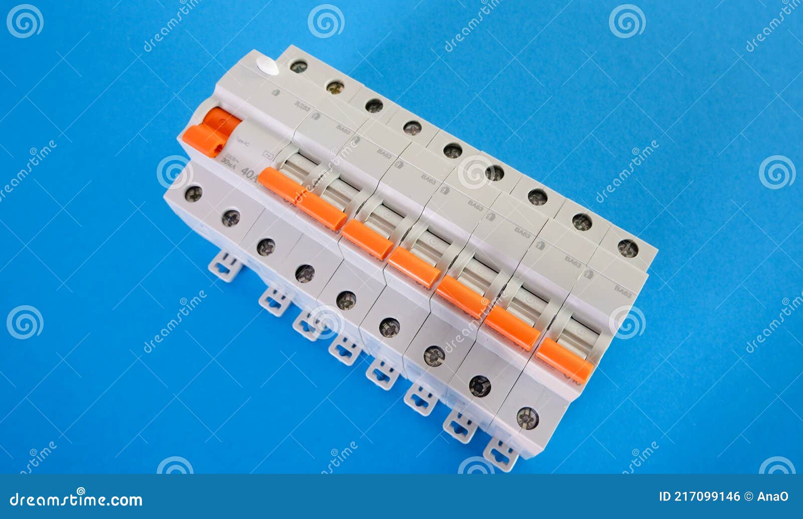 Automatic Differential Current Switch and Circuit Breakers on a Blue ...