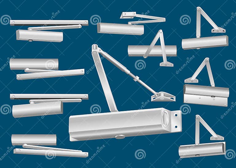 Automatic door closer set stock vector. Illustration of closer - 23732219