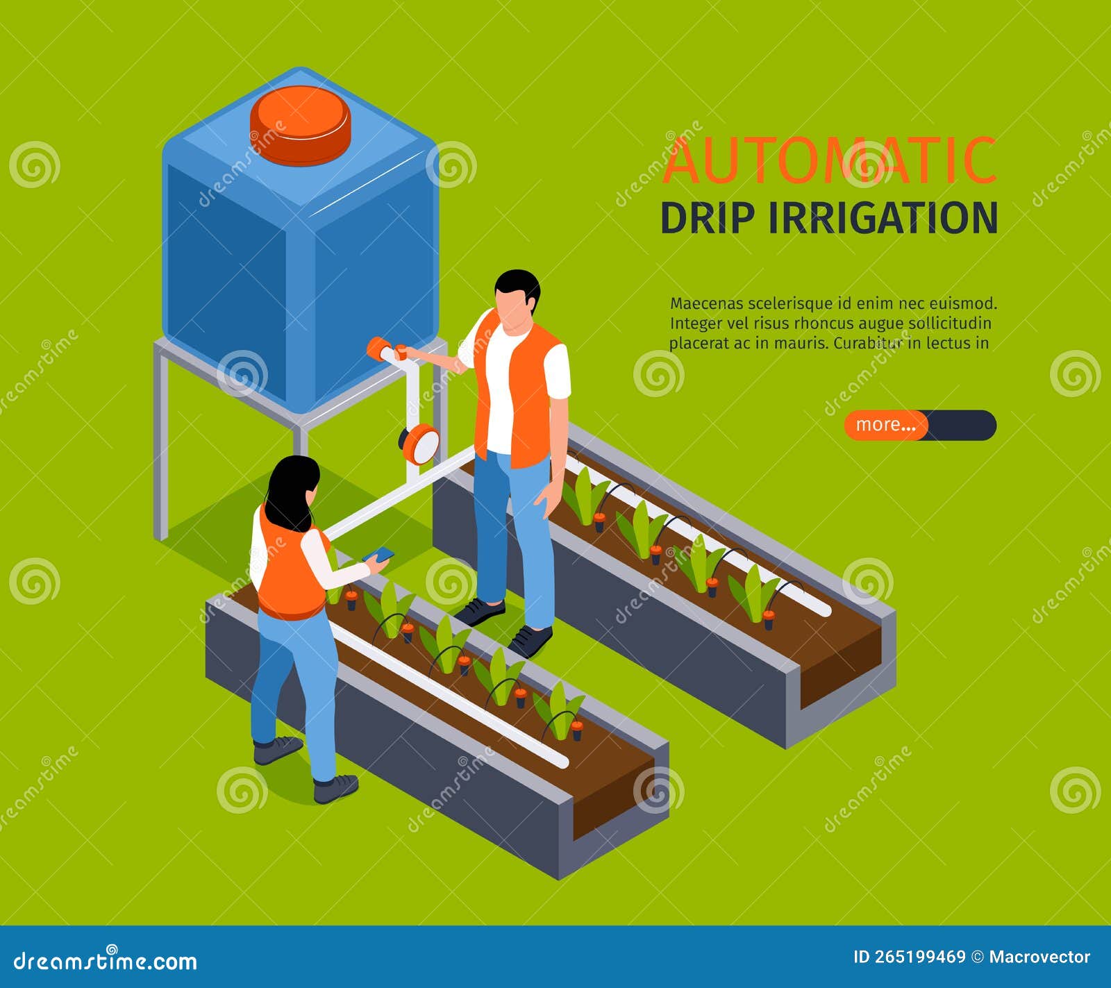 Automatic Drip Irrigation Banner Stock Illustration - Illustration of ...