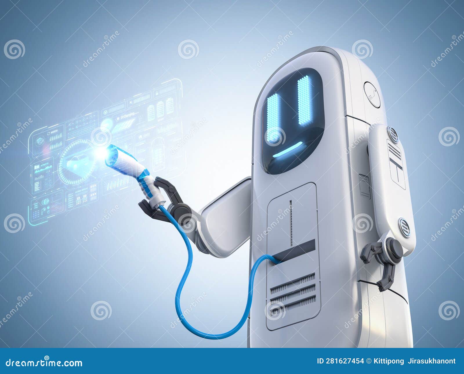 Automatic Electric Recharge Station with Robot Hand Hold EV Charger ...