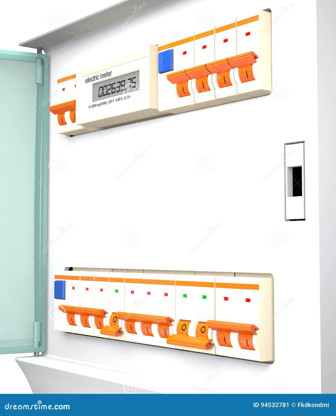 Automatic Electrical Components in Electric Box 3d Illustration Stock ...