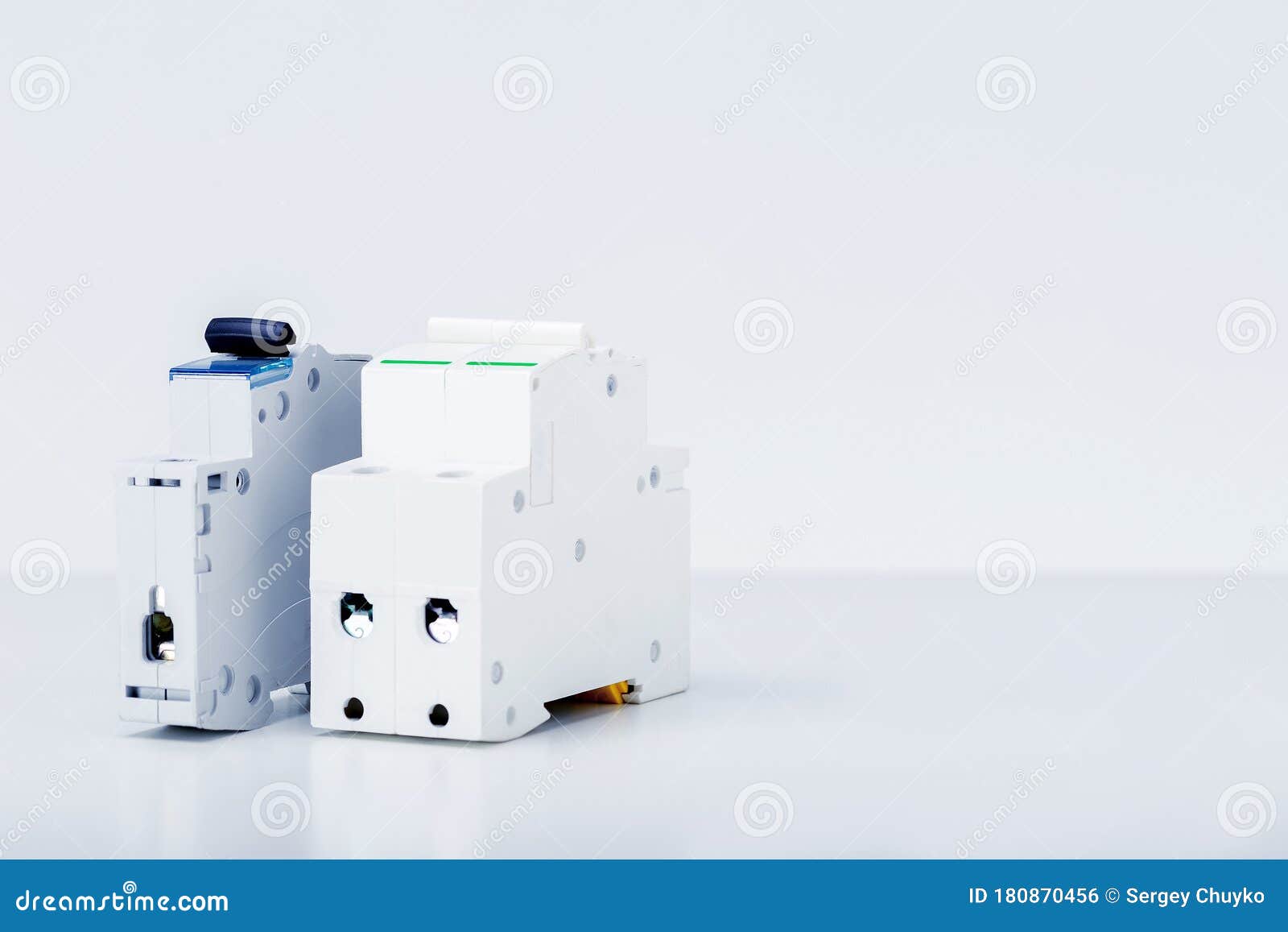 Automatic Electricity Switchers on White Background Stock Photo - Image ...