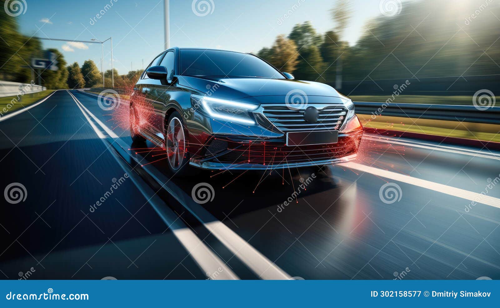 Automatic Braking System Avoid Car Crash From Car Accident. Concept For ...