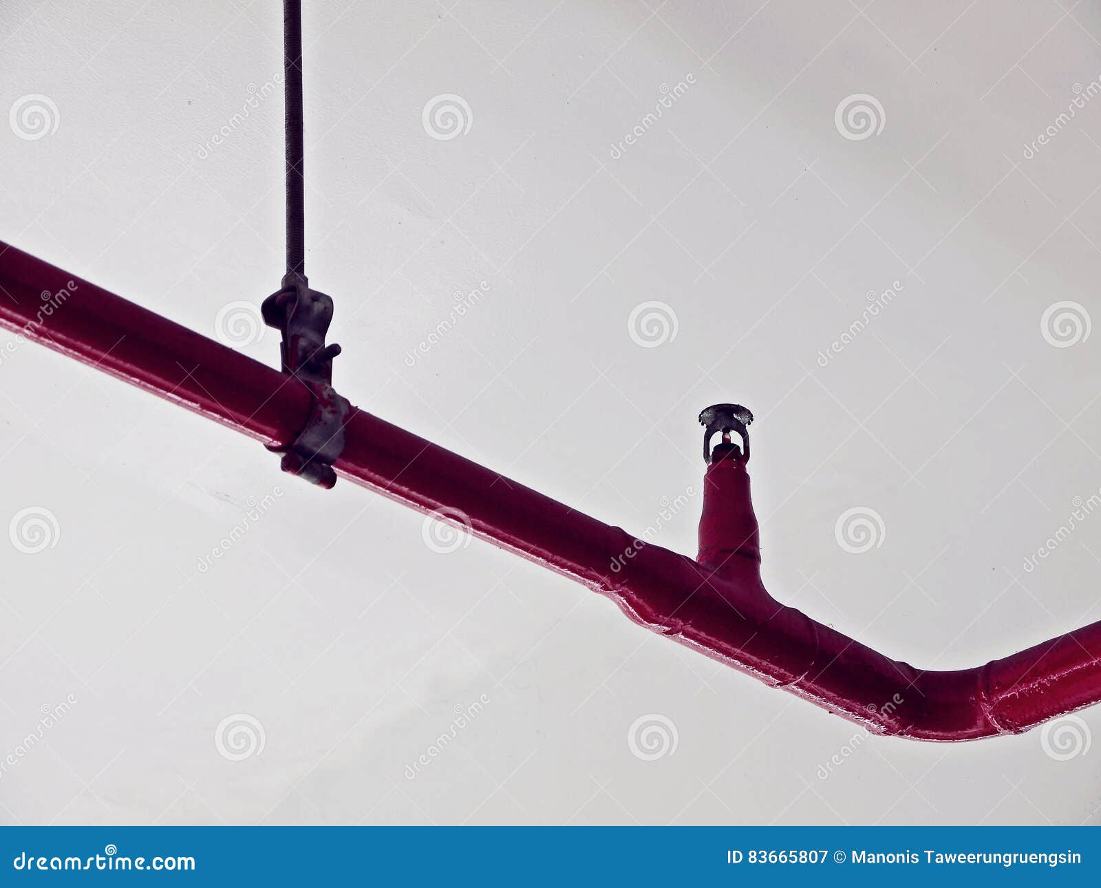 Automatic Fire Sprinkler Safety System And Red Water Supply Pipe. Fire ...