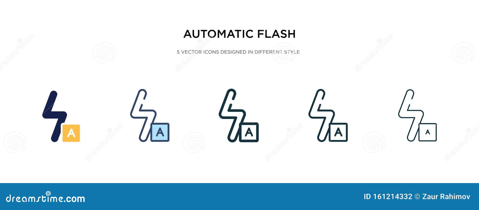 Automatic Flash Icon in Different Style Vector Illustration. Two ...