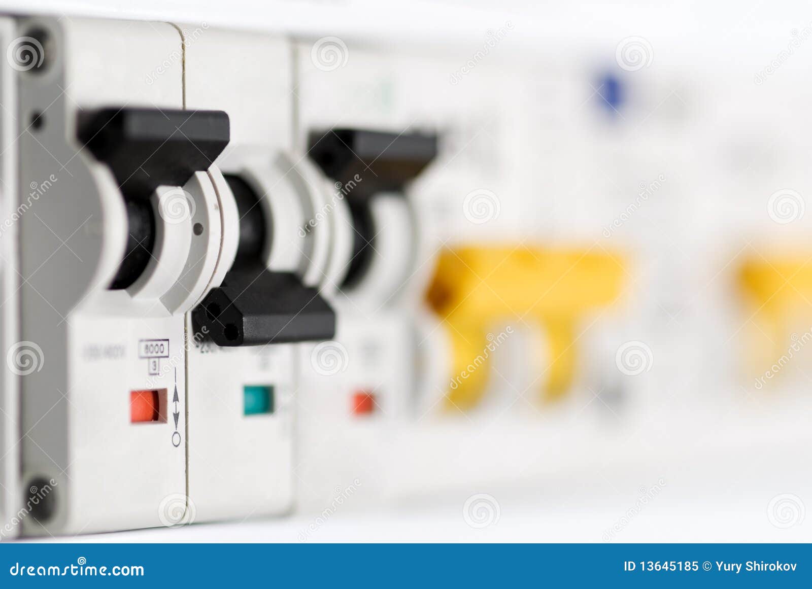 Automatic fuse-switches stock image. Image of amperage - 13645185