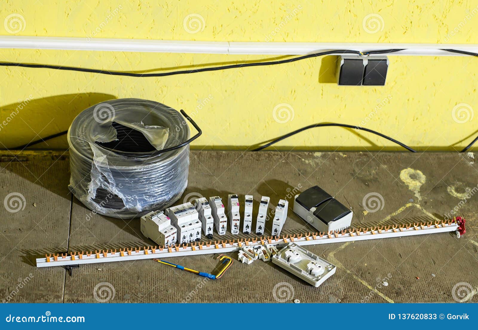 Automatic Fuses, Cable and Bus on the Table I Stock Image - Image of ...