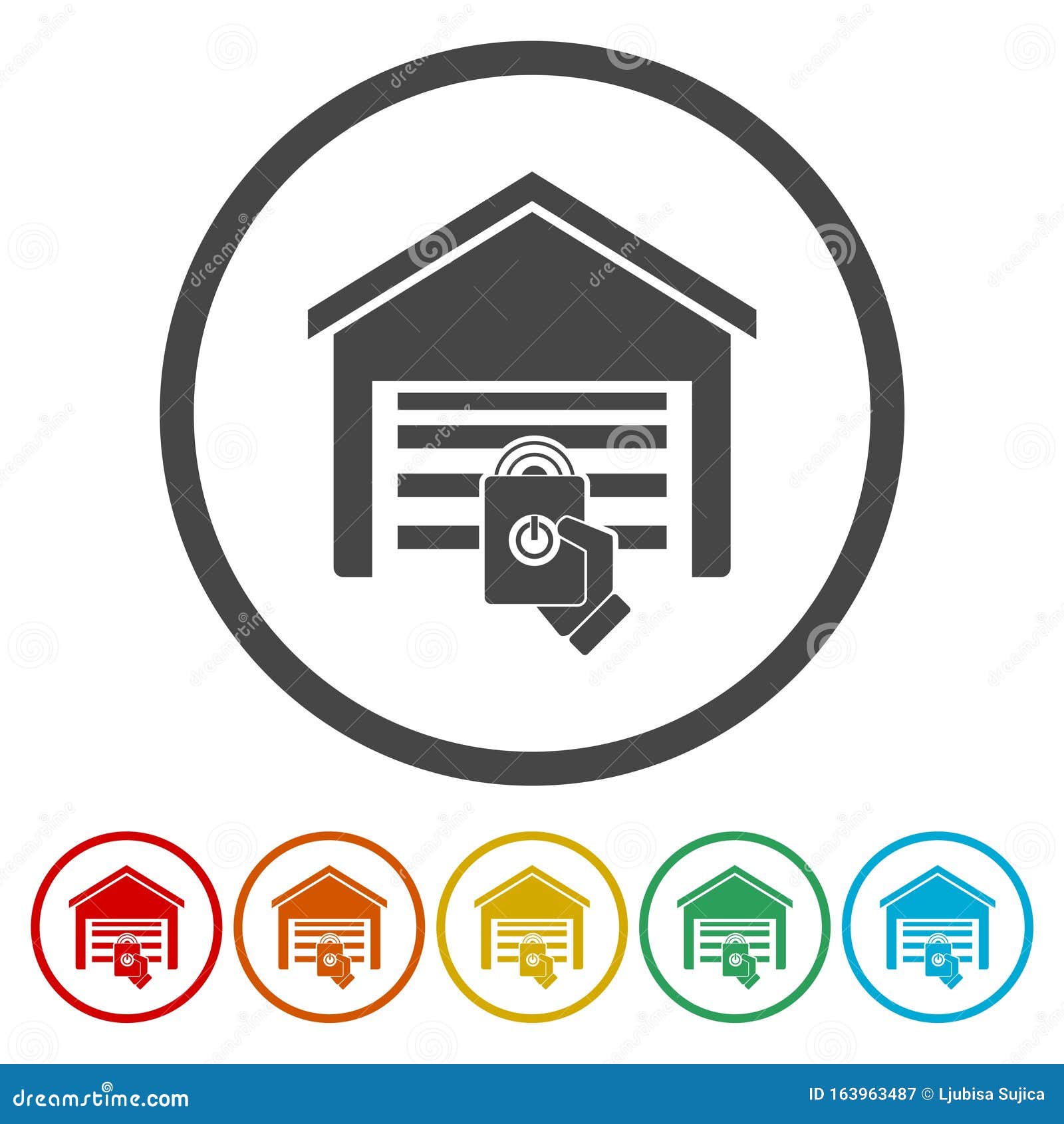 Automatic Garage Door Icons Set Stock Vector - Illustration of garage ...