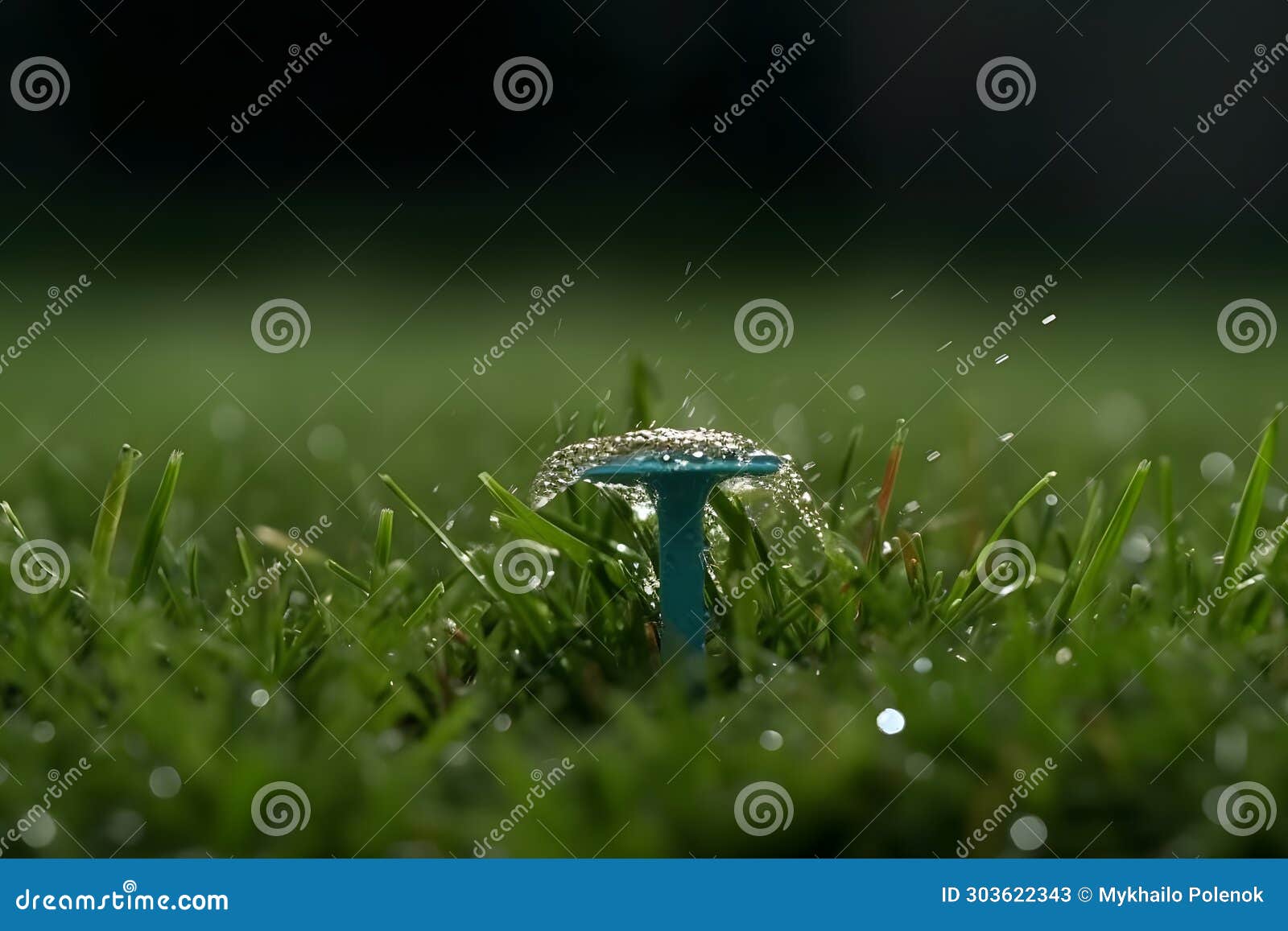 Automatic Garden Lawn Sprinkler in Action Watering Grass. Neural ...