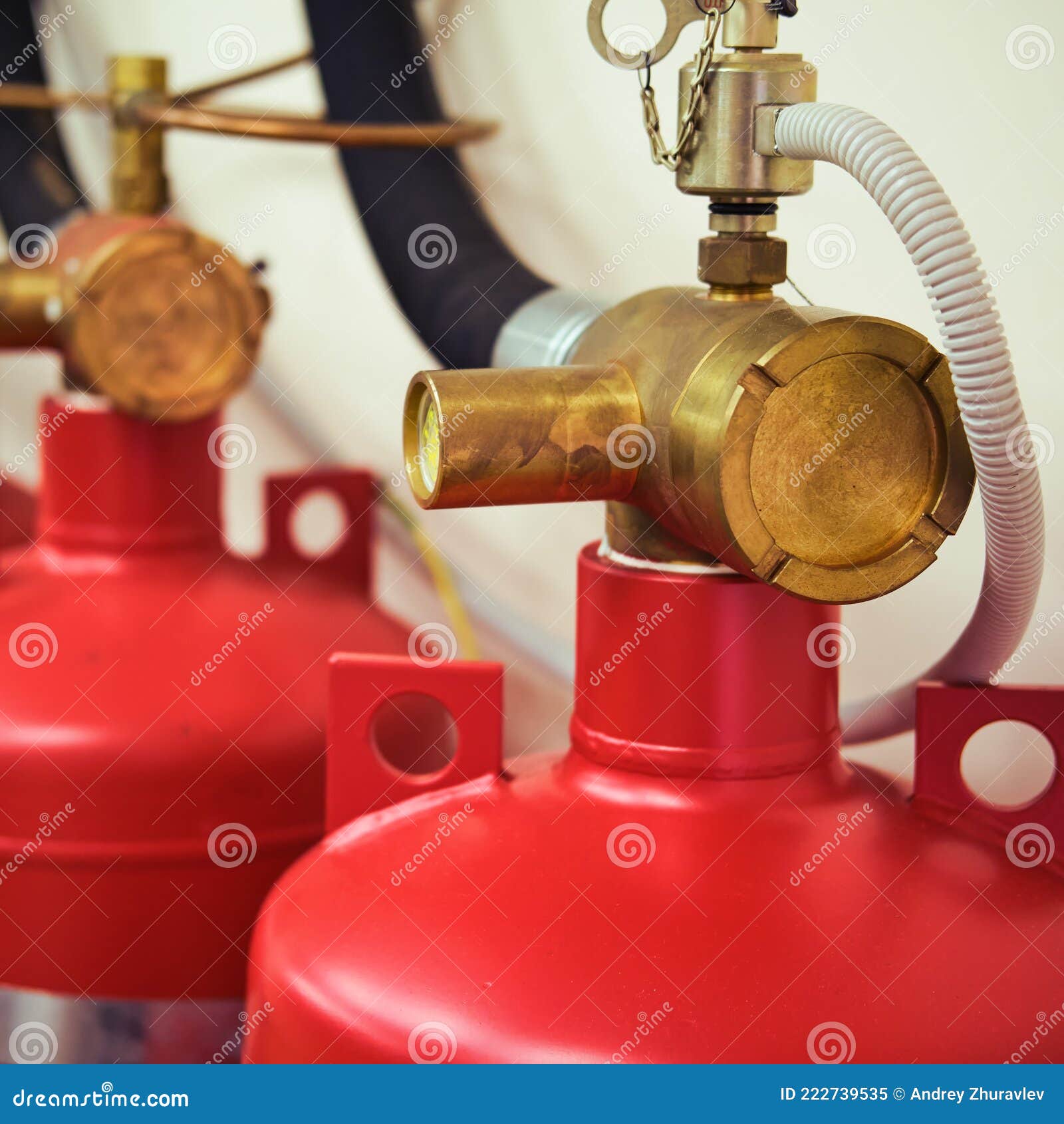 Automatic Gas Fire Extinguishing System Consisting of Two Red Cylinders ...