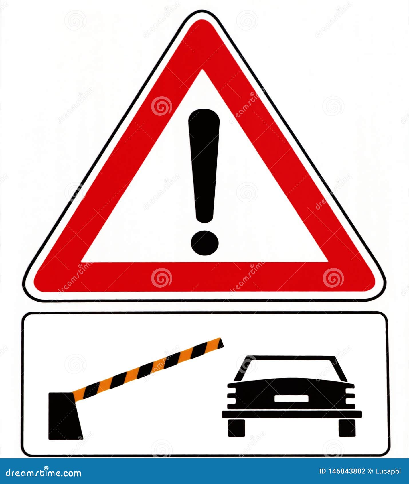 Automatic Gate Arm, only One Vehicle at Time. Caution Sign Stock ...