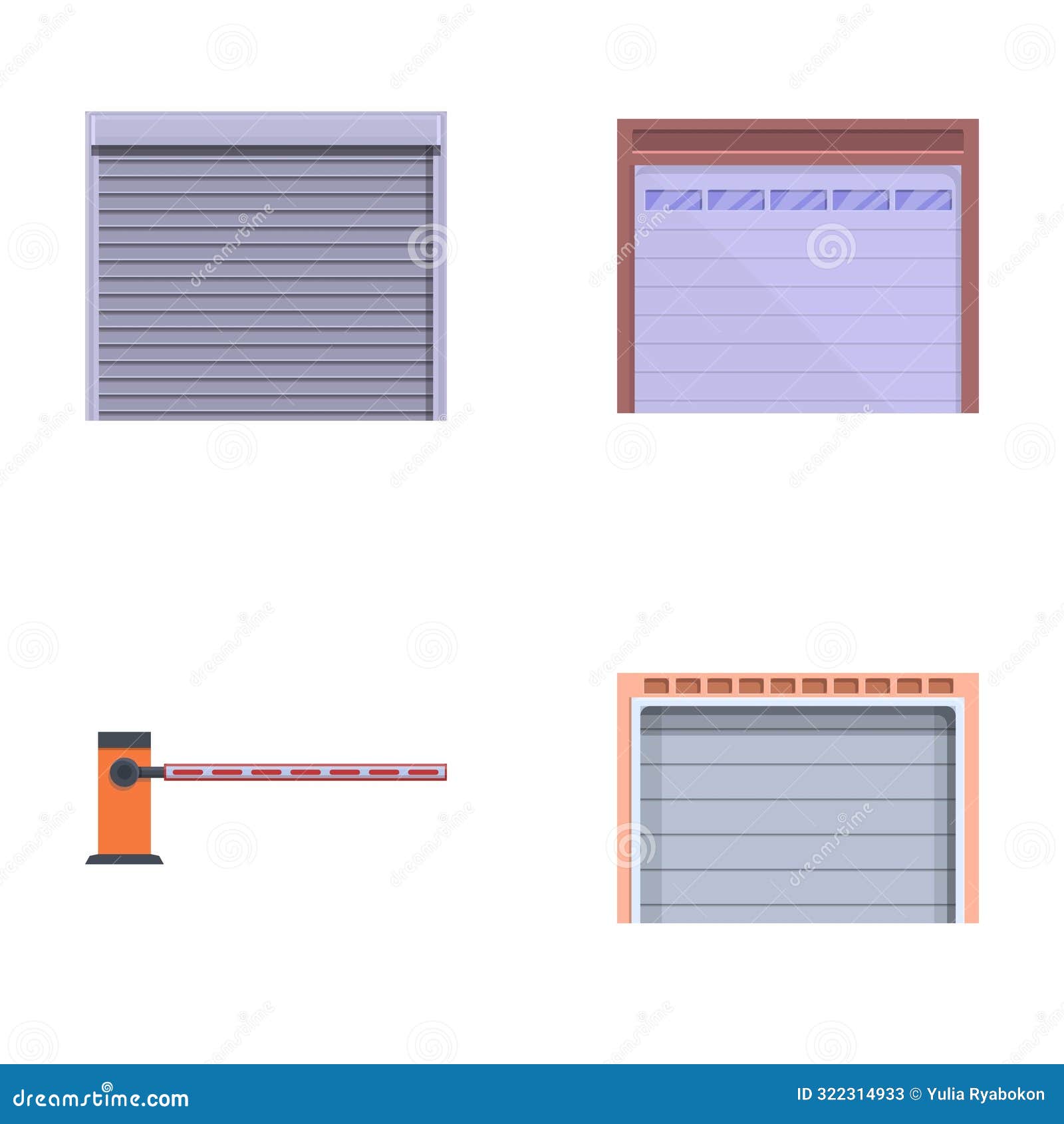Automatic Gate Icons Set Cartoon Vector. Various Gate and Turnstile ...