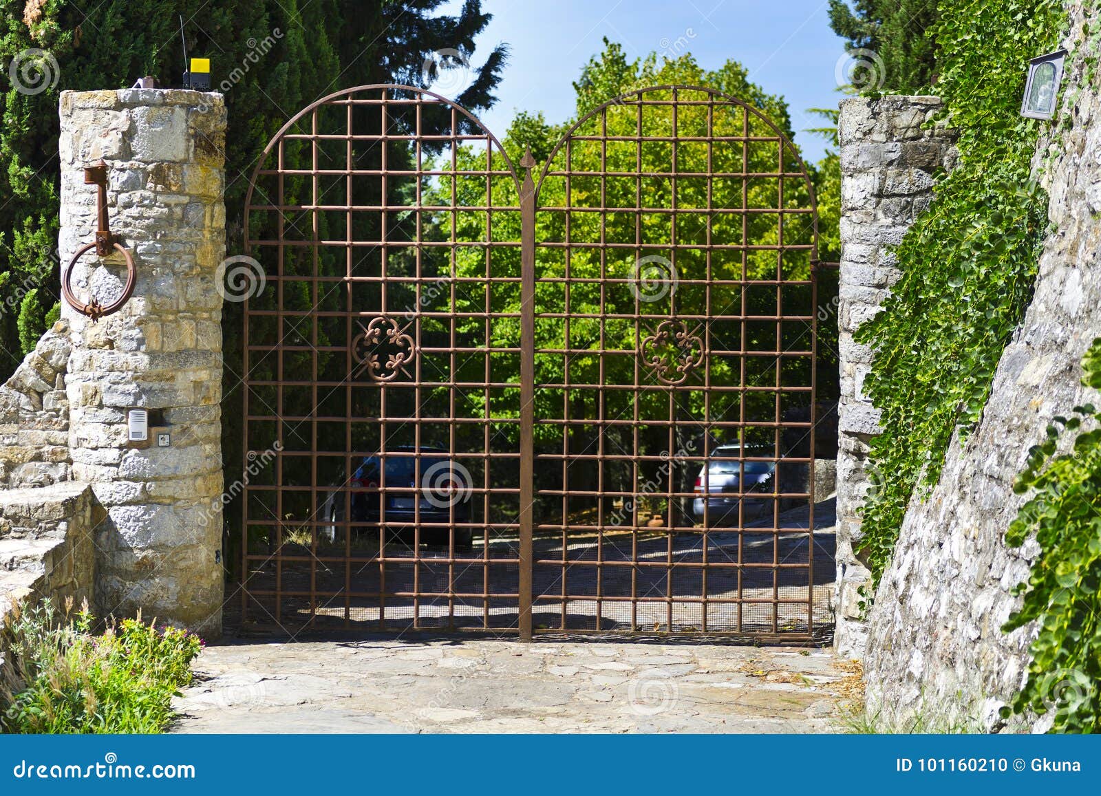 Automatic Gate in Italian Homestead Stock Photo - Image of castle ...