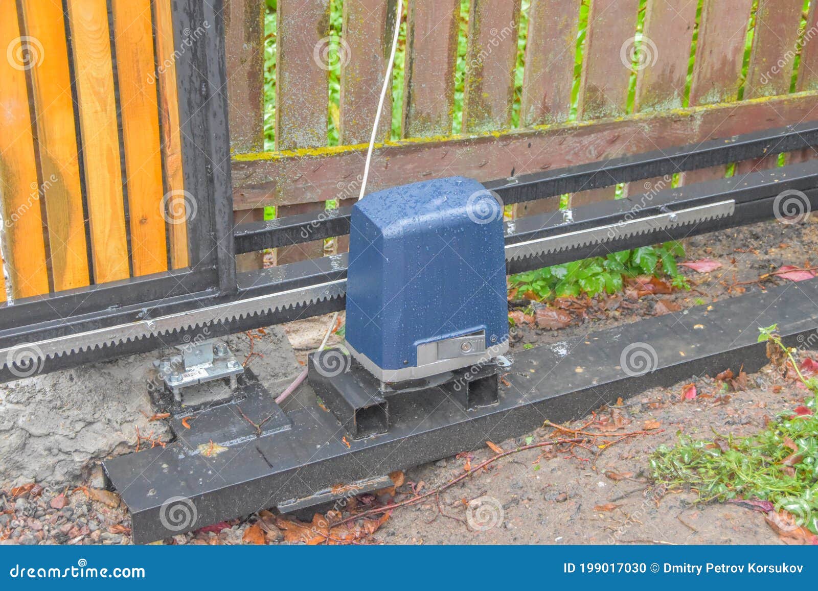 A Automatic Gate Mechanism on the Garden Plot Stock Photo - Image of ...