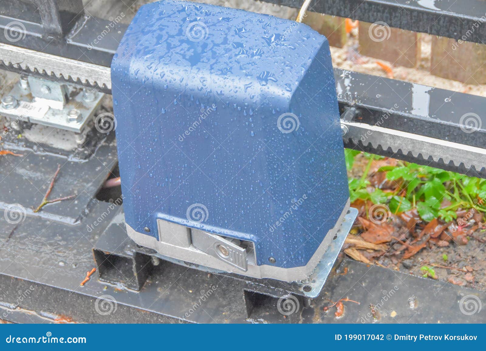 A Automatic Gate Mechanism on the Garden Plot Stock Photo - Image of ...