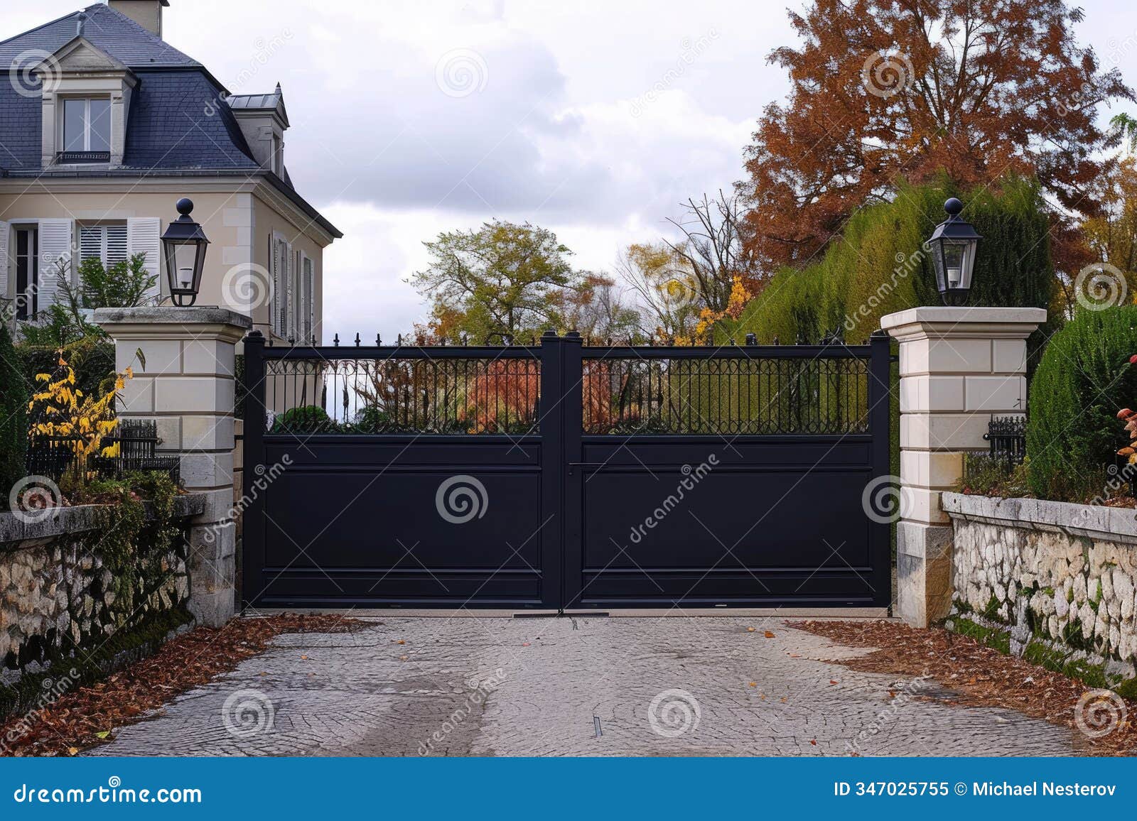 Automatic Gate with Remote Control To the Yard Stock Image - Image of ...