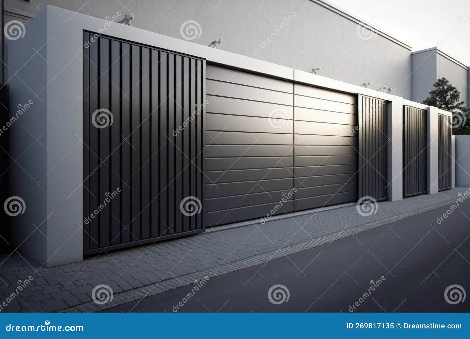 Automatic Gates Driveway in Modern Style House. Created with Generative ...
