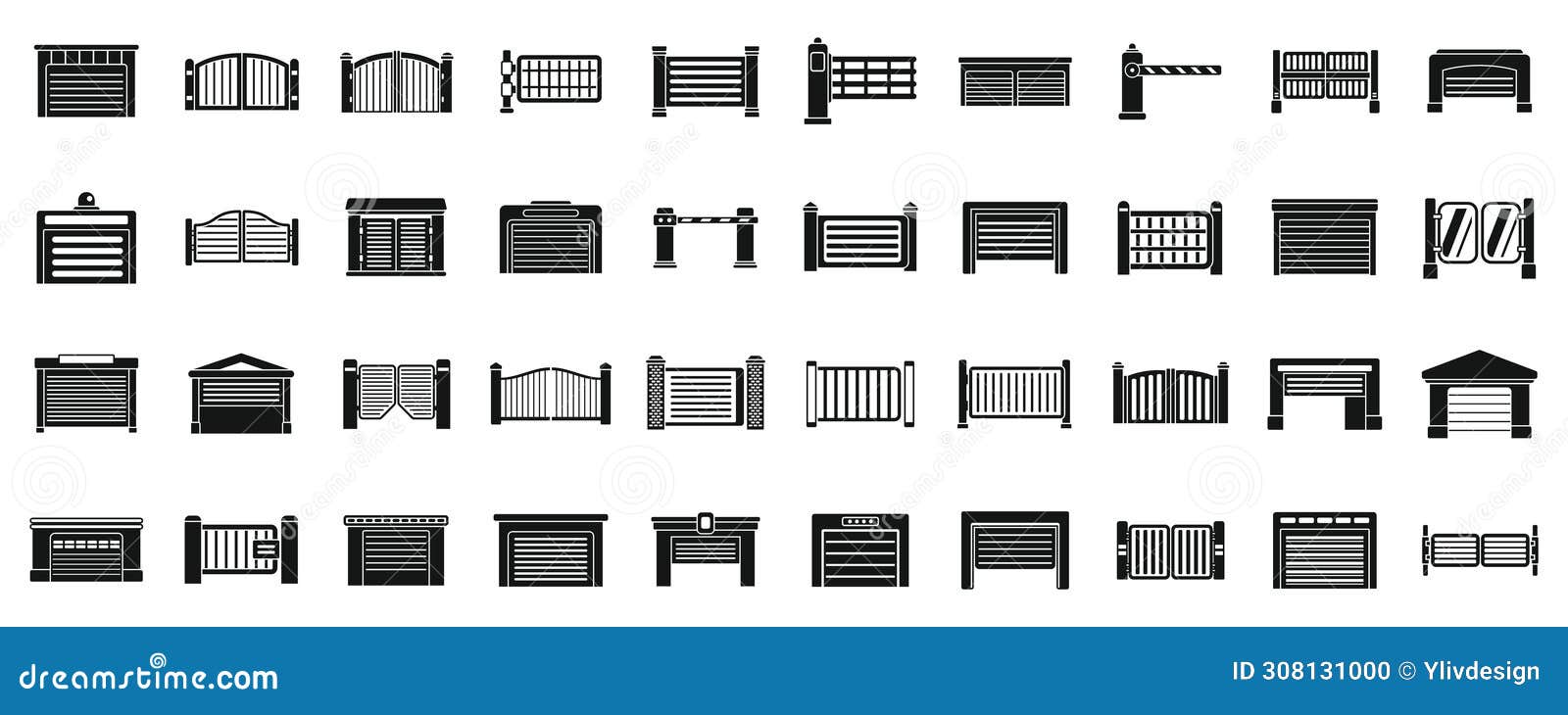 Automatic Gates Icons Set Simple Vector. Security Car Stock ...