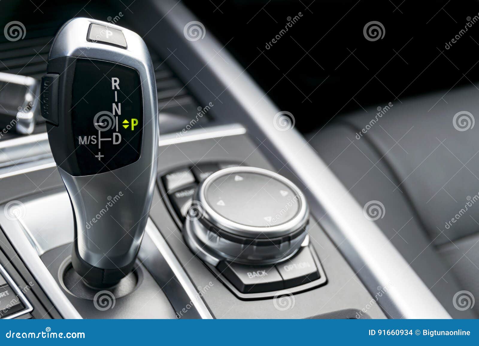 Automatic Gear Stick of a Modern Car, Car Interior Details Stock Photo ...