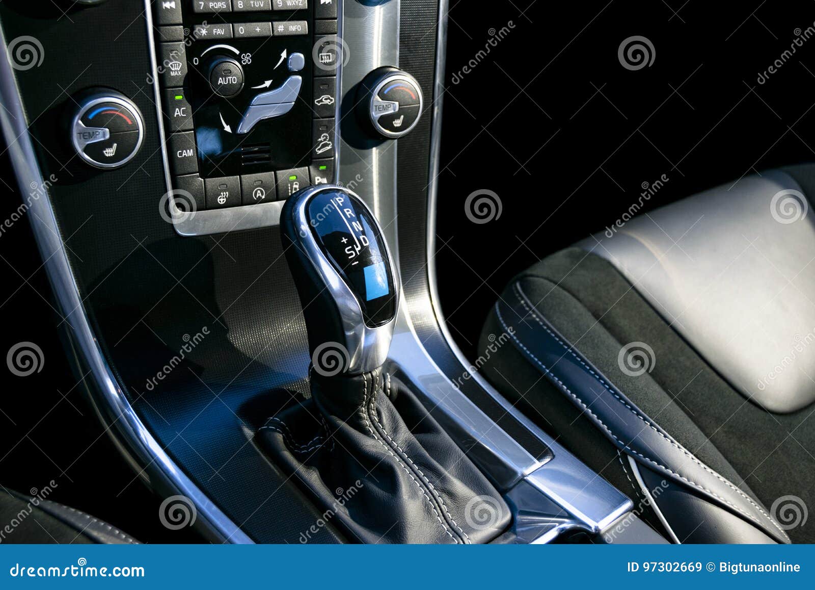 Automatic Gear Stick of a Modern Car, Car Interior Details with ...