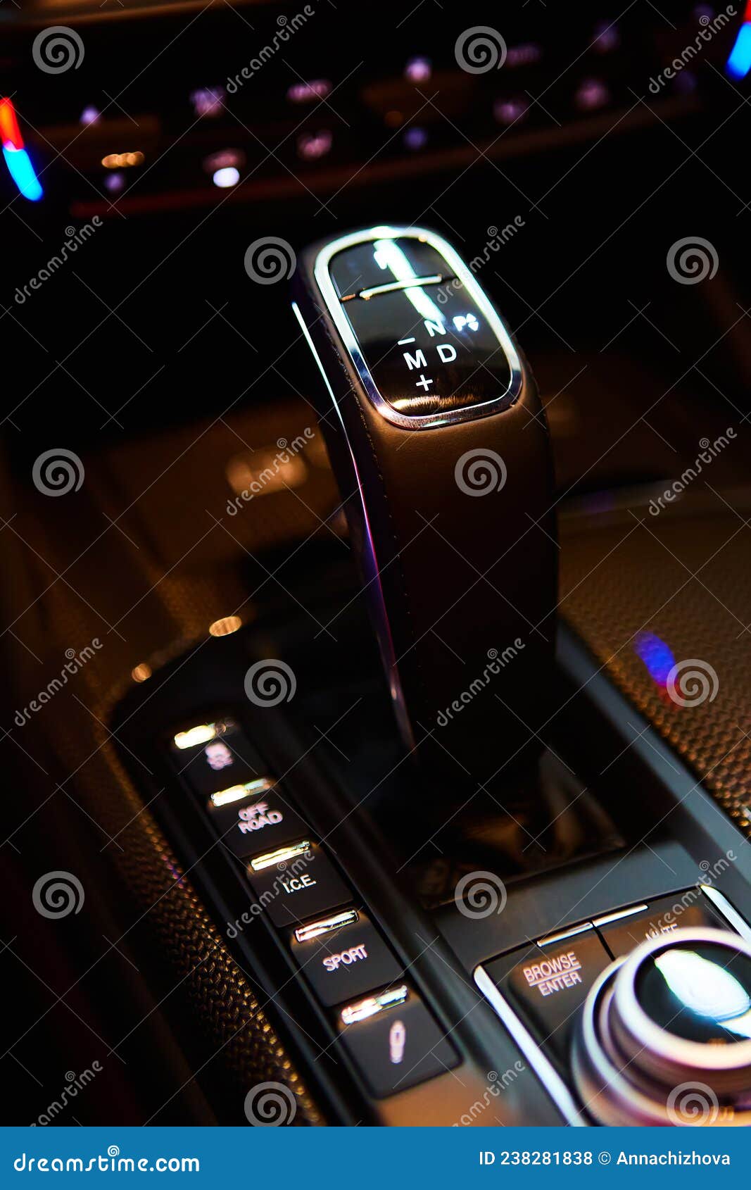 Automatic Gear Stick of a Modern Car, Multimedia and Navigation Control ...