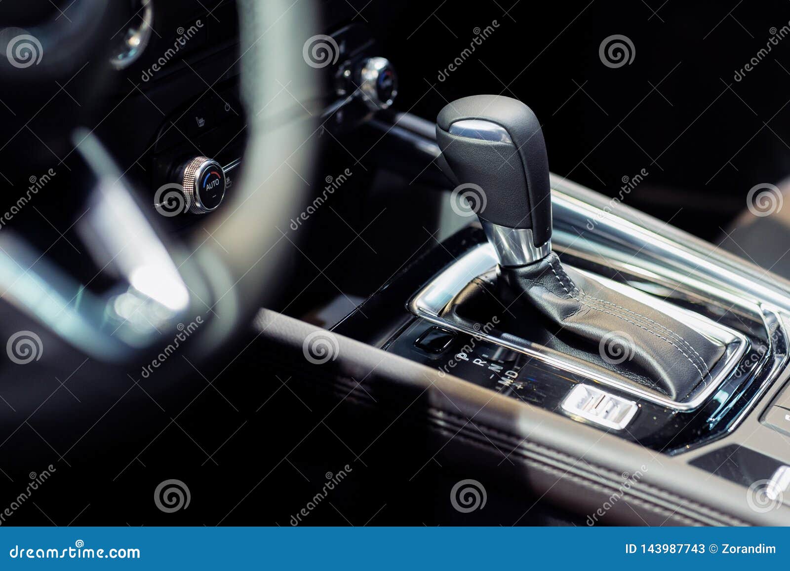 Automatic Gear Stick of a Modern Car Stock Image - Image of interior ...