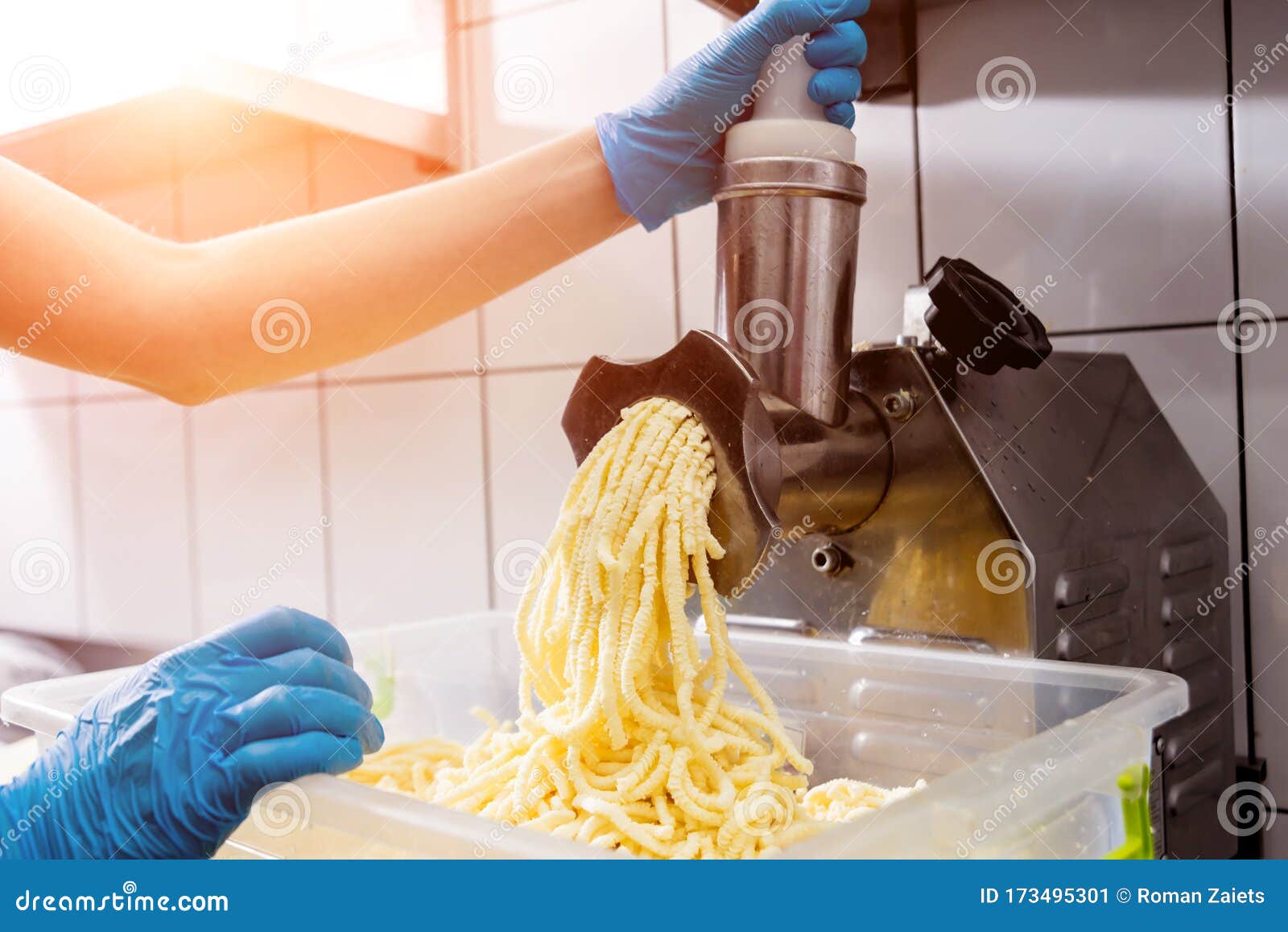 Automatic Grater Cheese for Khachapuri or Pizza or Pasta. Cooking Stock ...