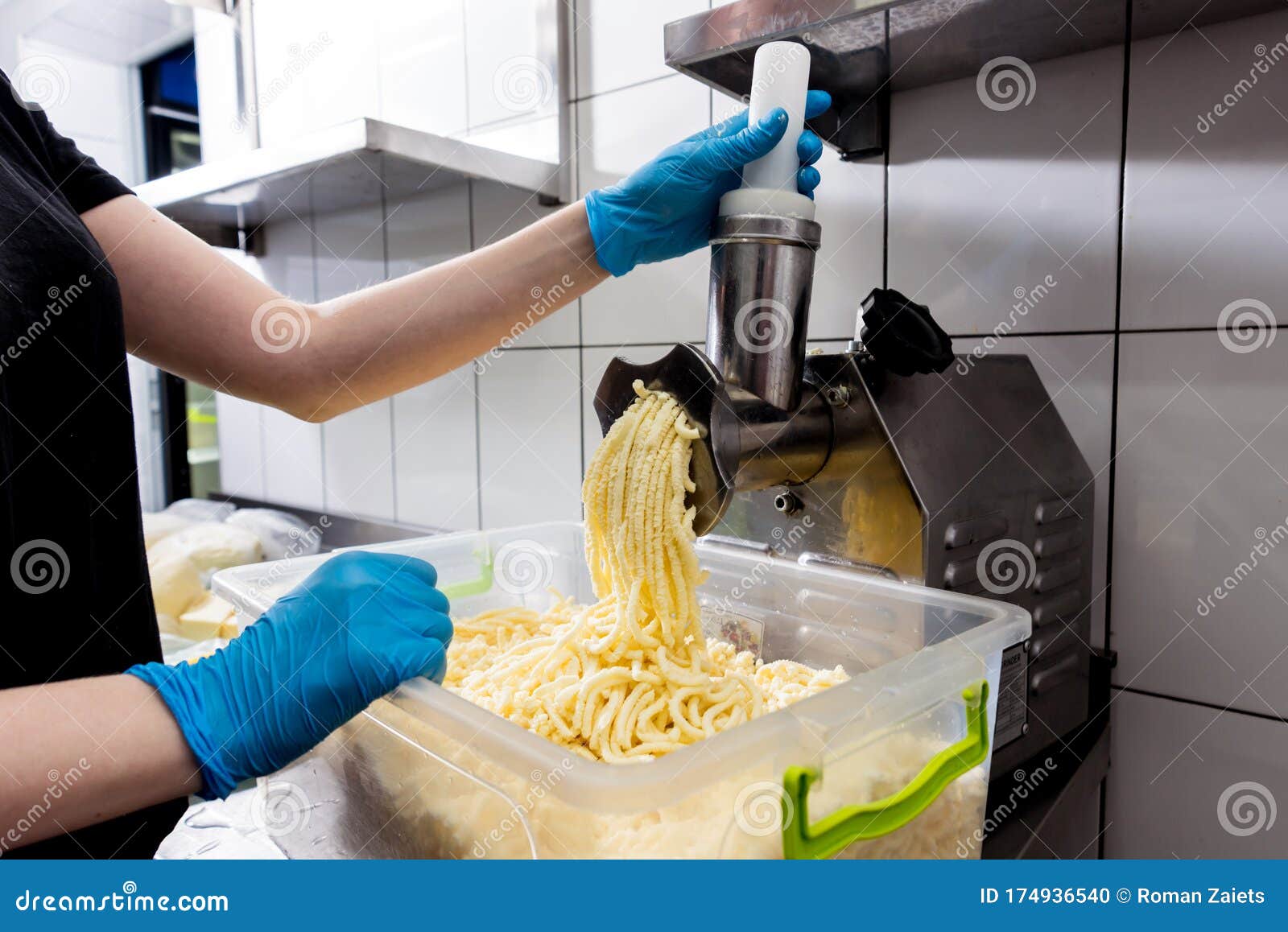 Automatic Grater Cheese for Khachapuri or Pizza or Pasta. Cooking Stock ...