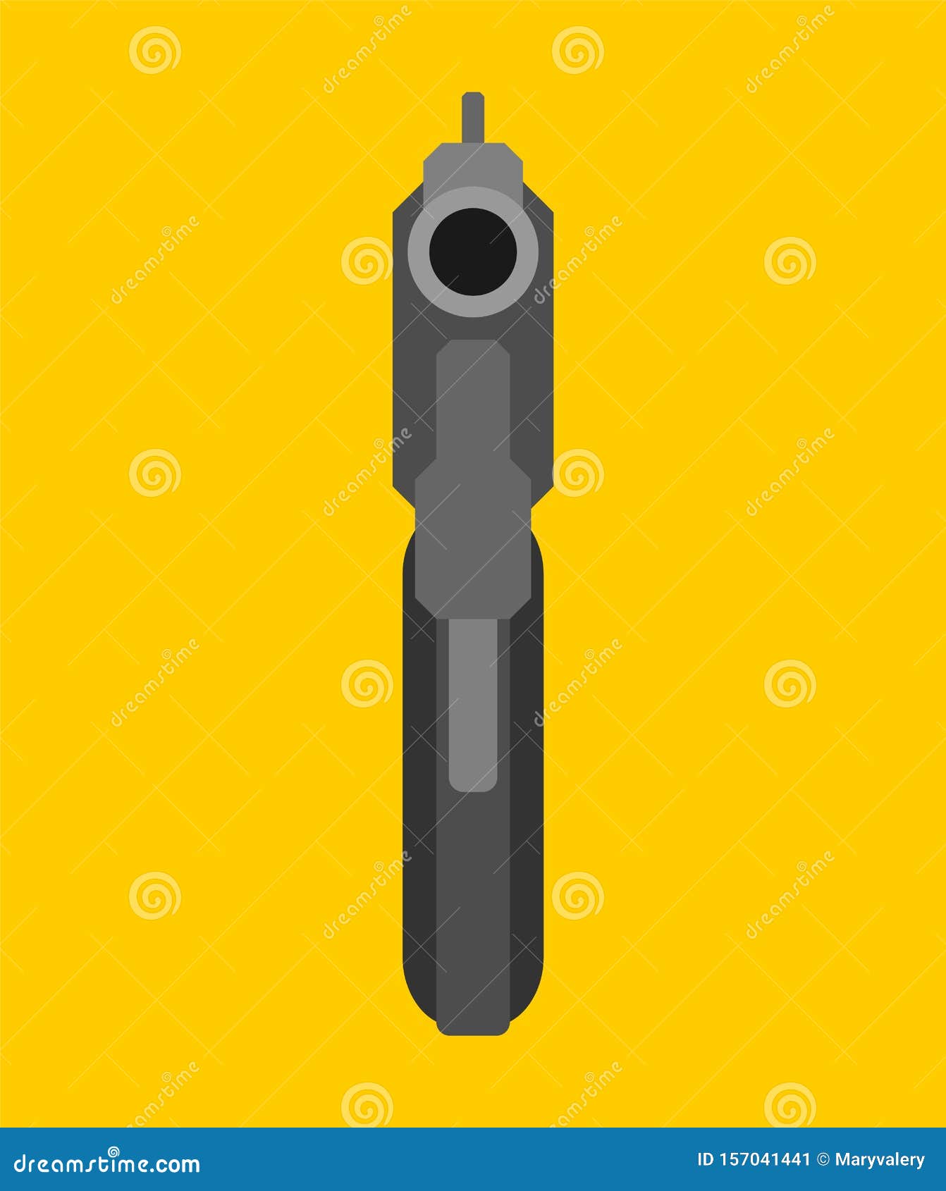 Automatic Gun Front View Isolated. Handgun Vector Illustration Stock ...