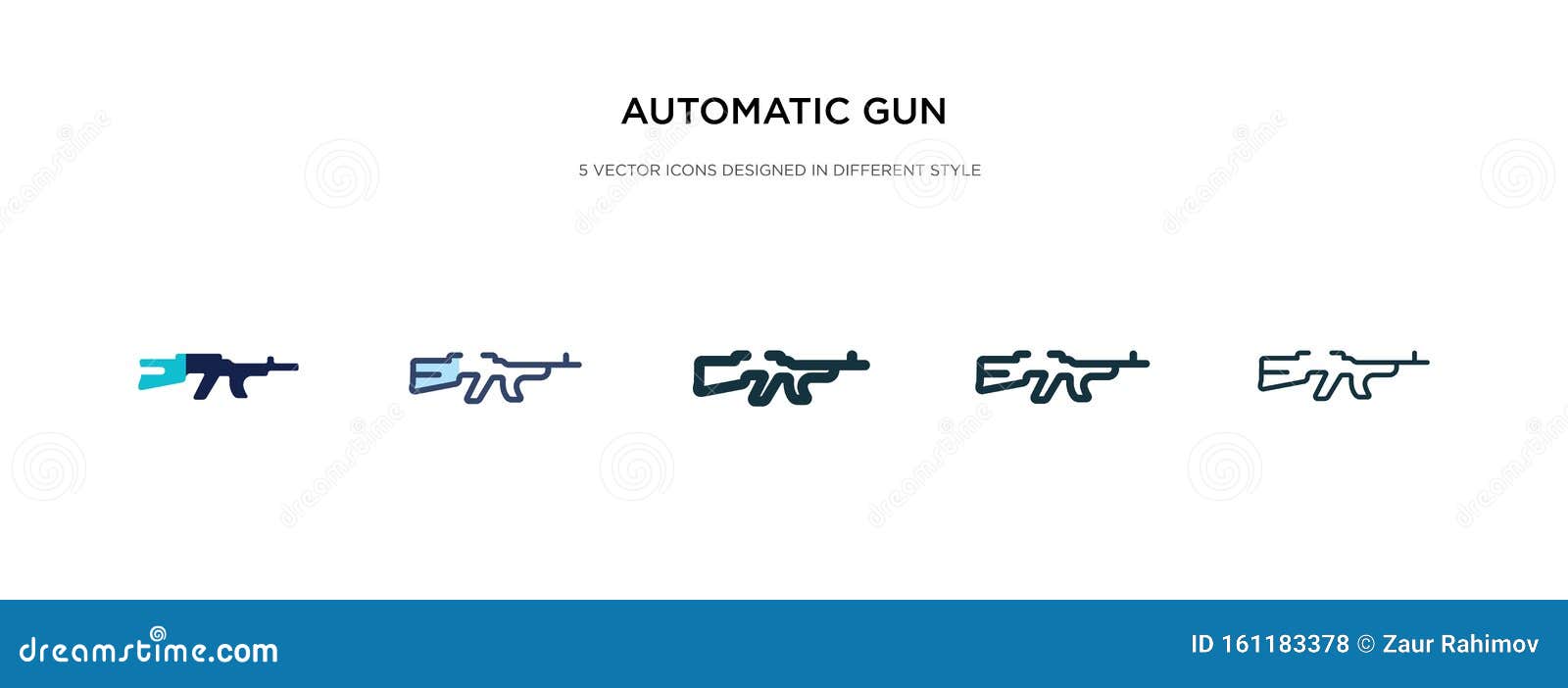Automatic Gun Icon in Different Style Vector Illustration. Two Colored ...