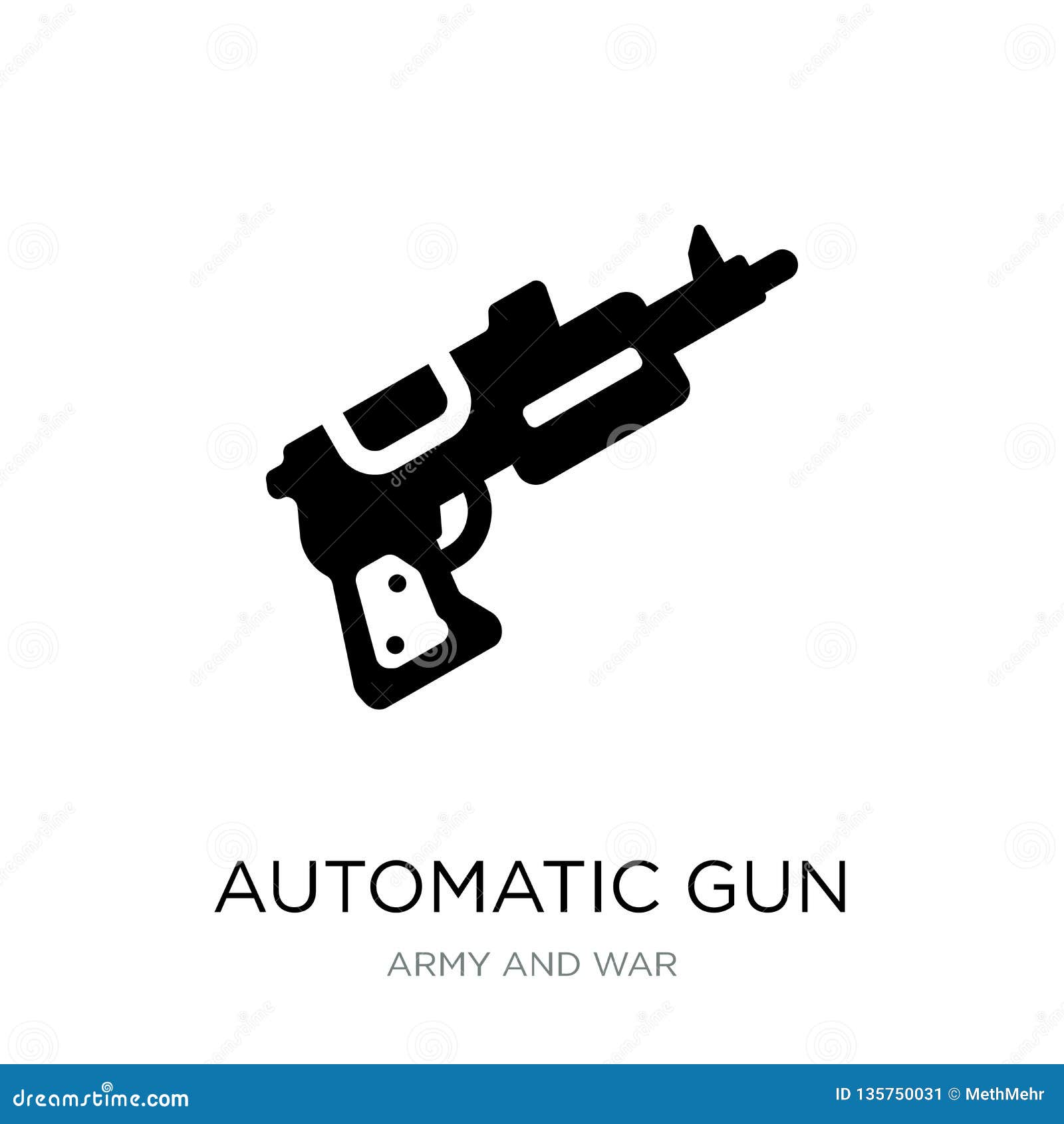 Automatic Gun Icon in Trendy Design Style. Automatic Gun Icon Isolated ...